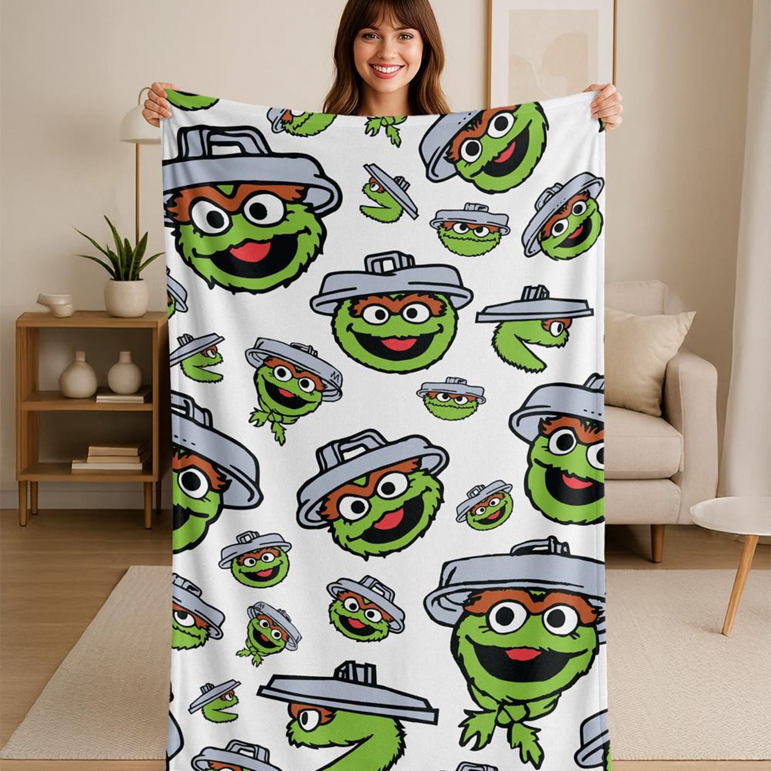 Sesame Street Oscar Face Pattern Flannel Blanket - Walmart.com