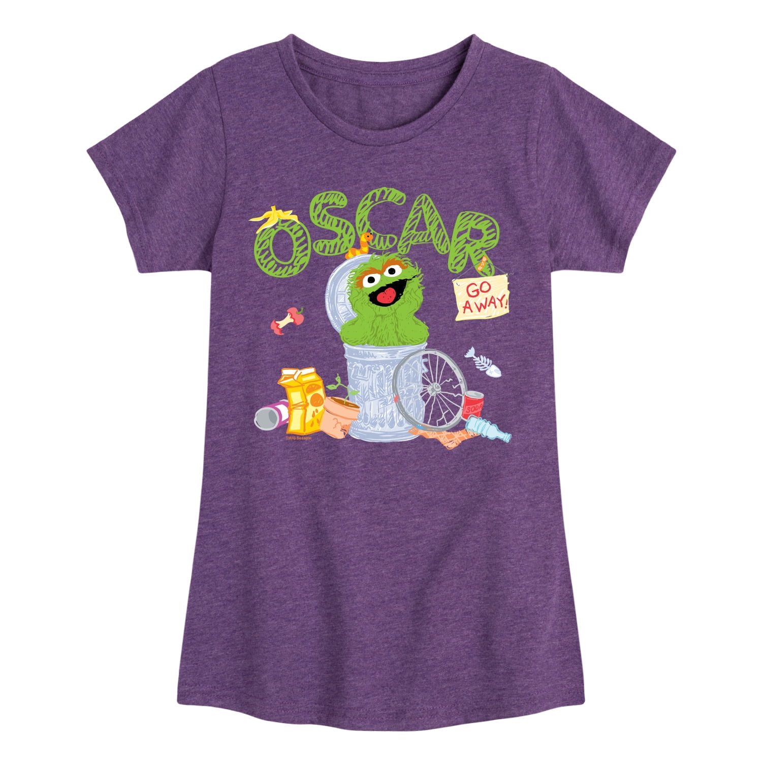 Sesame Street - Oscar - Girls Fitted Short Sleeve Graphic T-Shirt ...