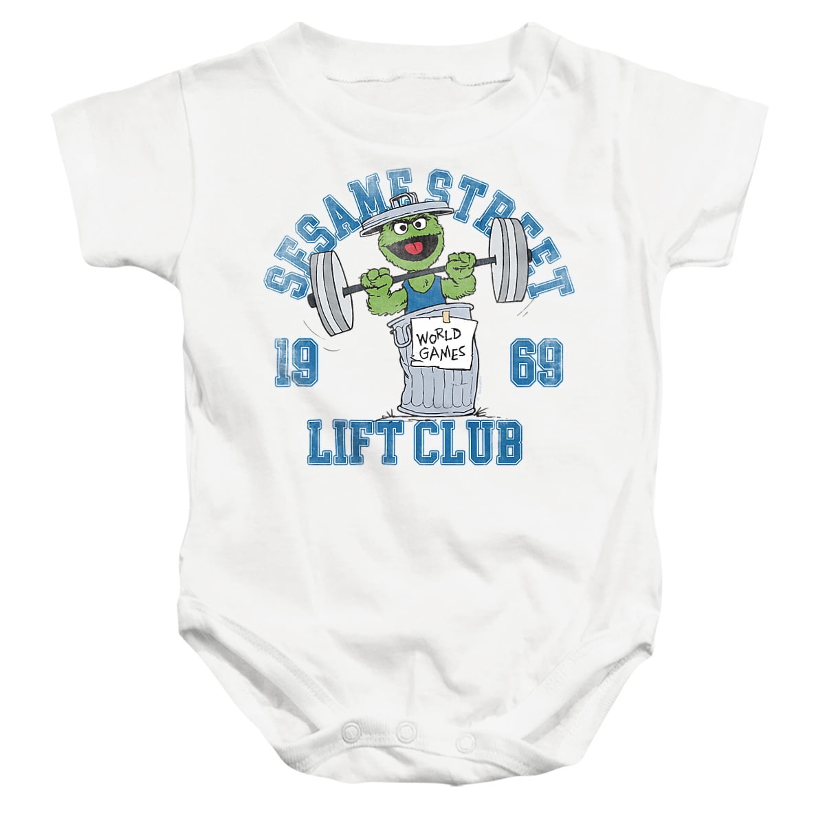 Sesame Street Oscar Lift Club Unisex Infant Snap Suit for Baby, White ...