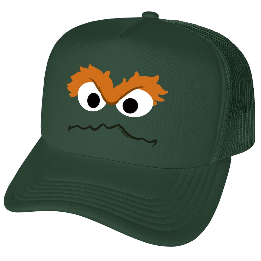Sesame Street Oscar The Grouch Face Foam Snapback Trucker Hat - Unisex ...