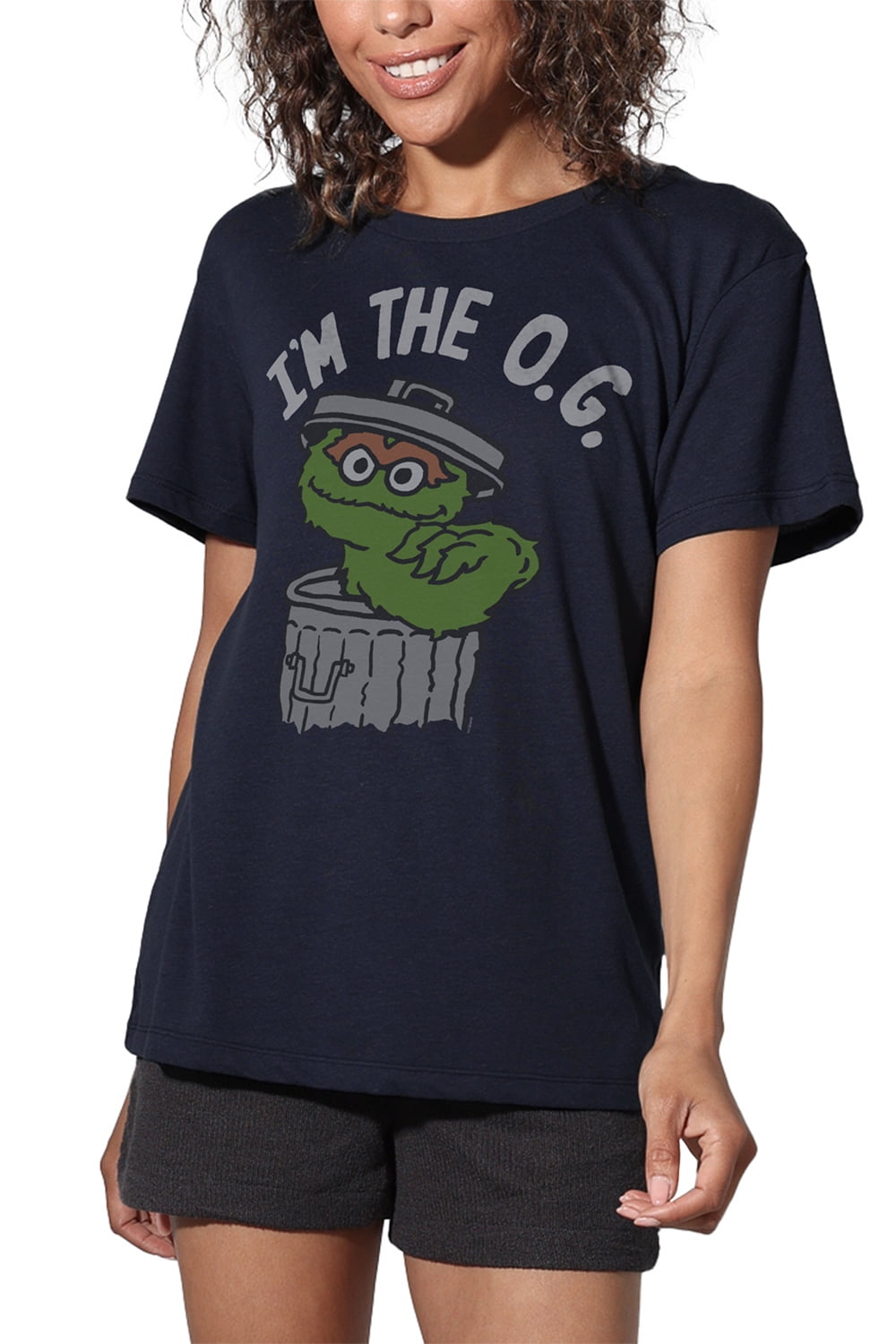 Sesame Street Oscar The OG Women's Loose T-Shirt, Navy, X-Large ...