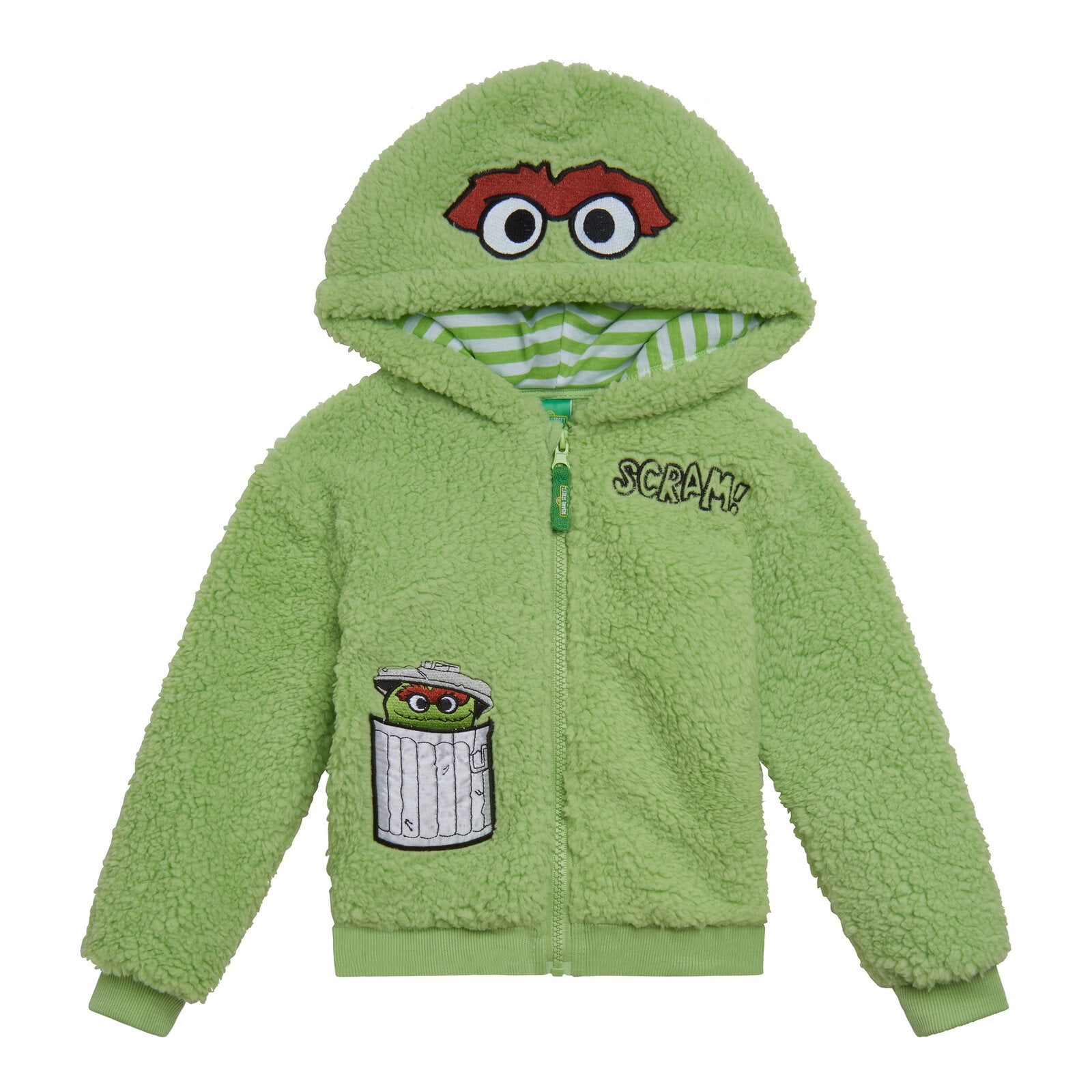 Sesame Street Oscar the Grouch Cozy Sherpa Zip Up Cosplay Hoodie Infant ...