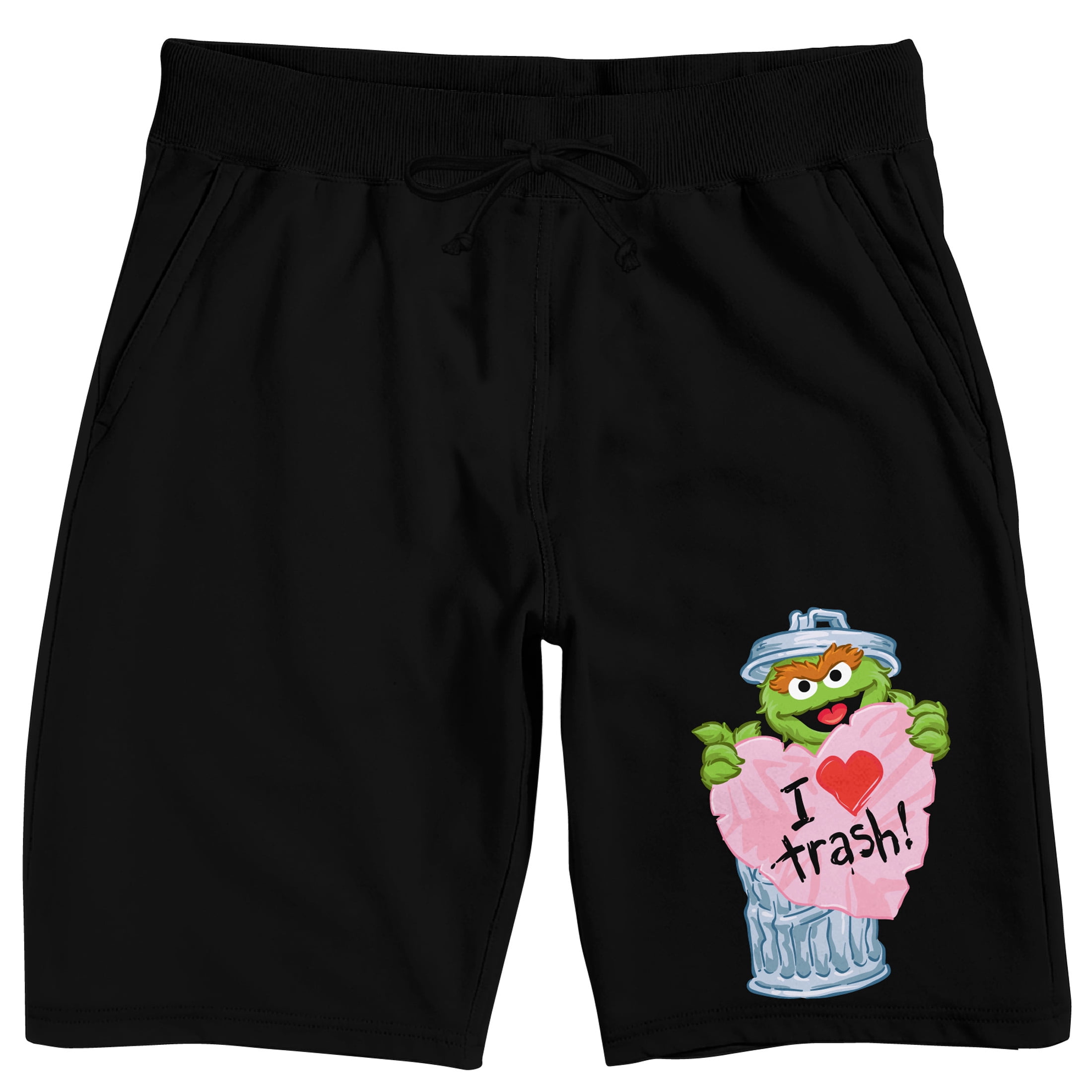 Sesame Street Oscar the Grouch "I Love Trash" Men's Black Lounge Shorts ...