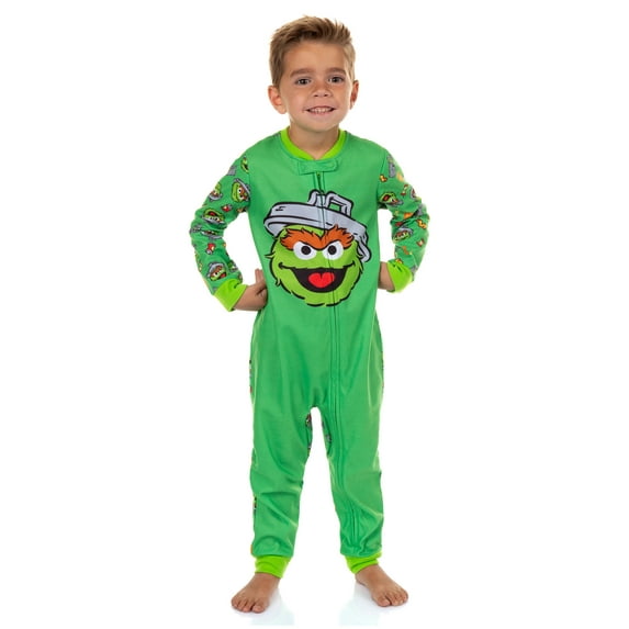 Sesame Street Pajamas Toddler Oscar The Grouch Fleece Zip Front ...