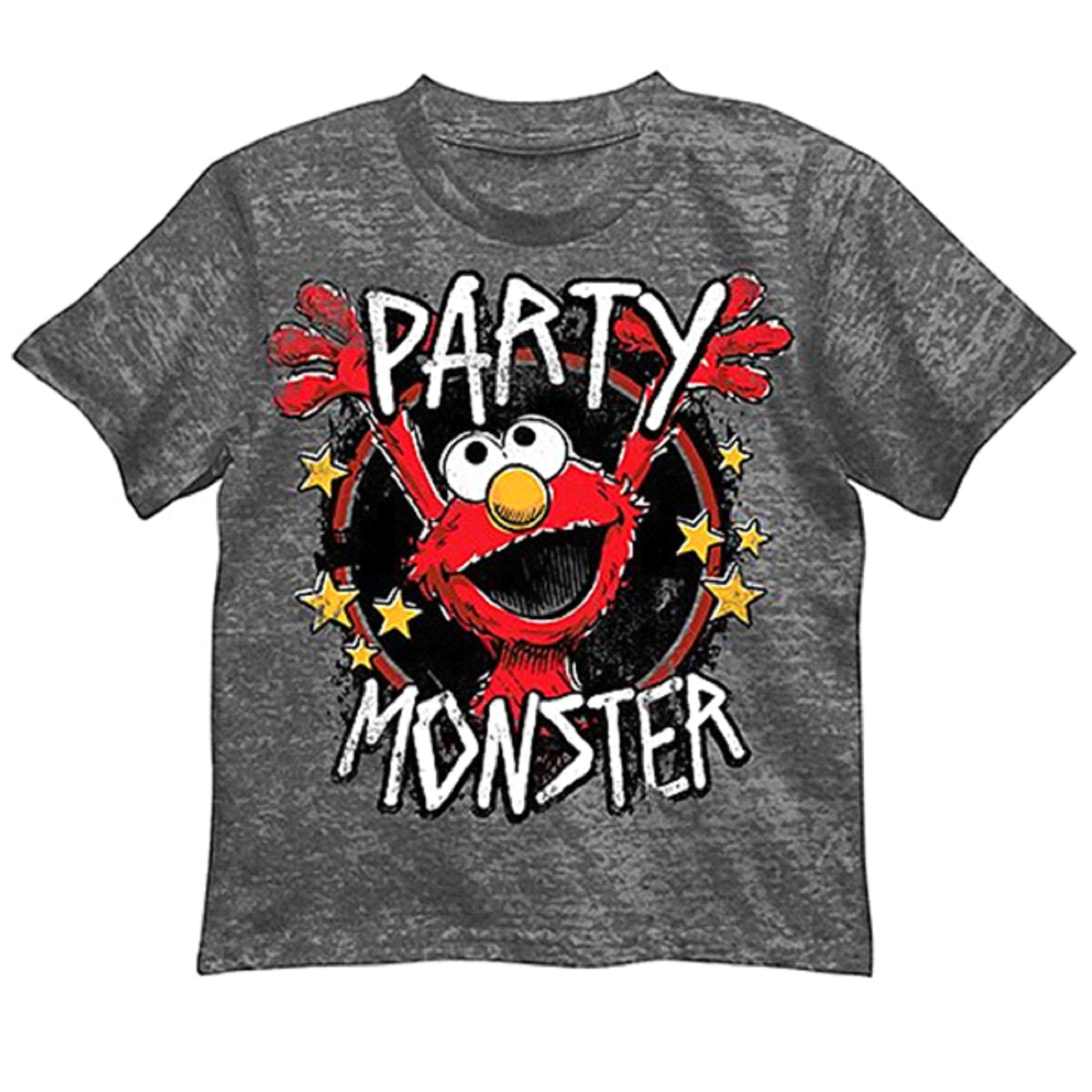 Sesame Street Party Monster Elmo Little Boys Gray T-shirt (7) - Walmart.com