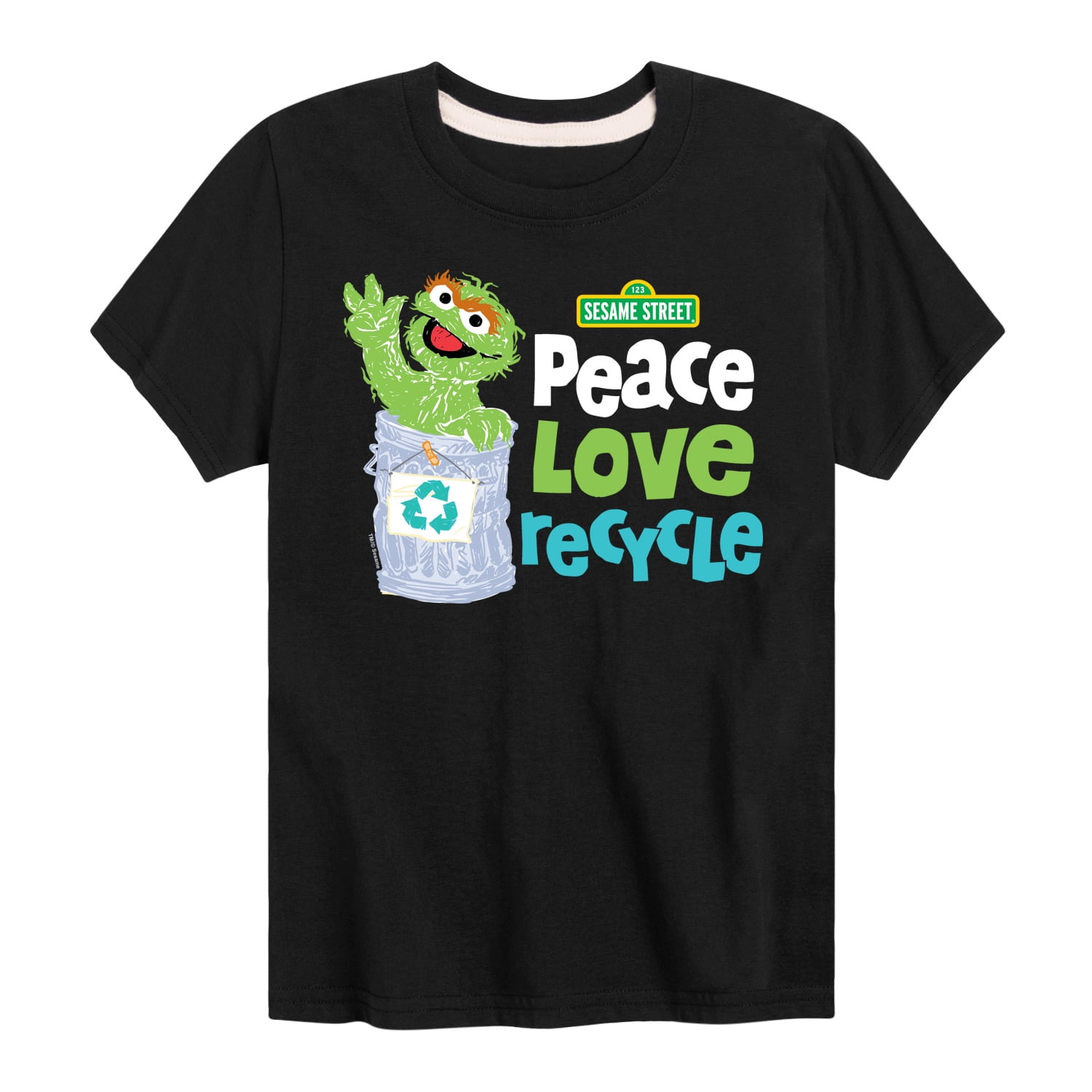 Sesame Street - Peace Love Recycle - Toddler and Youth Short Sleeve ...
