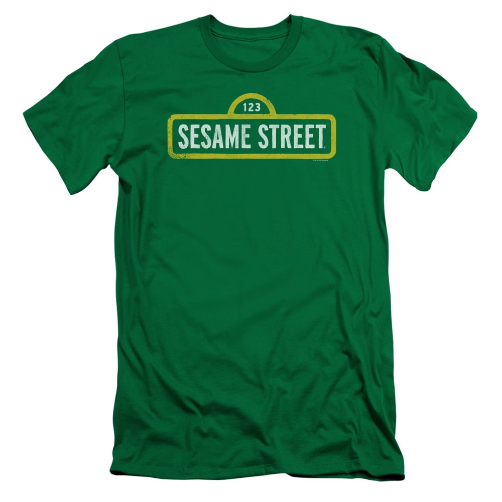 Sesame Street Rough Logo S/S Adult 30/1 T-Shirt Kelly Green - Walmart.com
