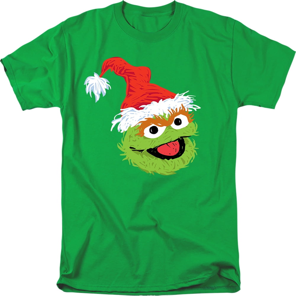 Sesame Street Scribble Christmas Oscar The Grouch Unisex Adult T Shirt, Kelly Green, Medium ...