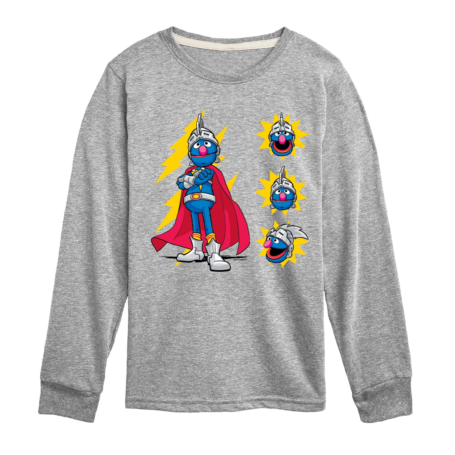 Sesame Street - Super Grover Grid - Toddler and Youth Long Sleeve T ...