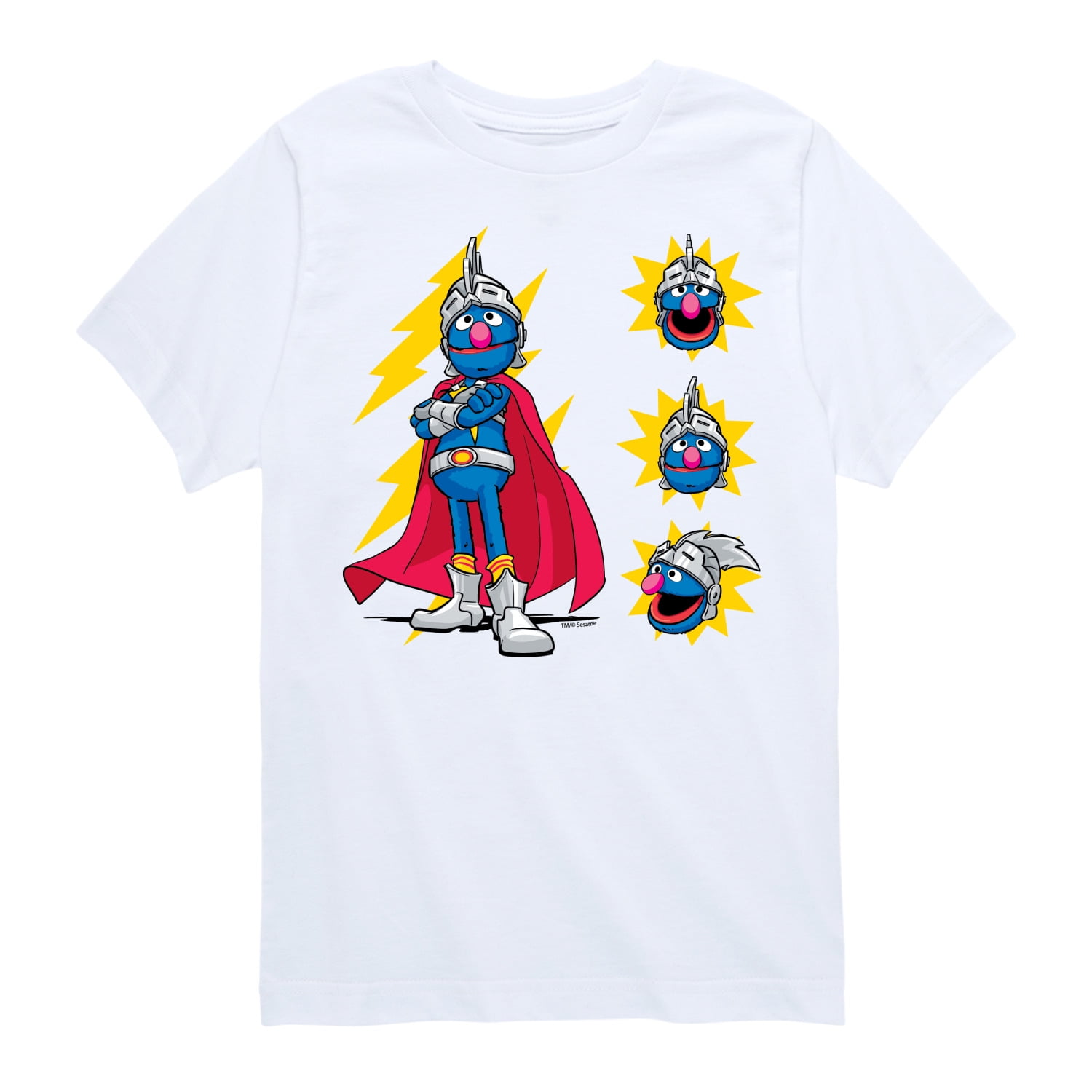 Sesame Street - Super Grover Grid - Toddler and Youth Short Sleeve ...