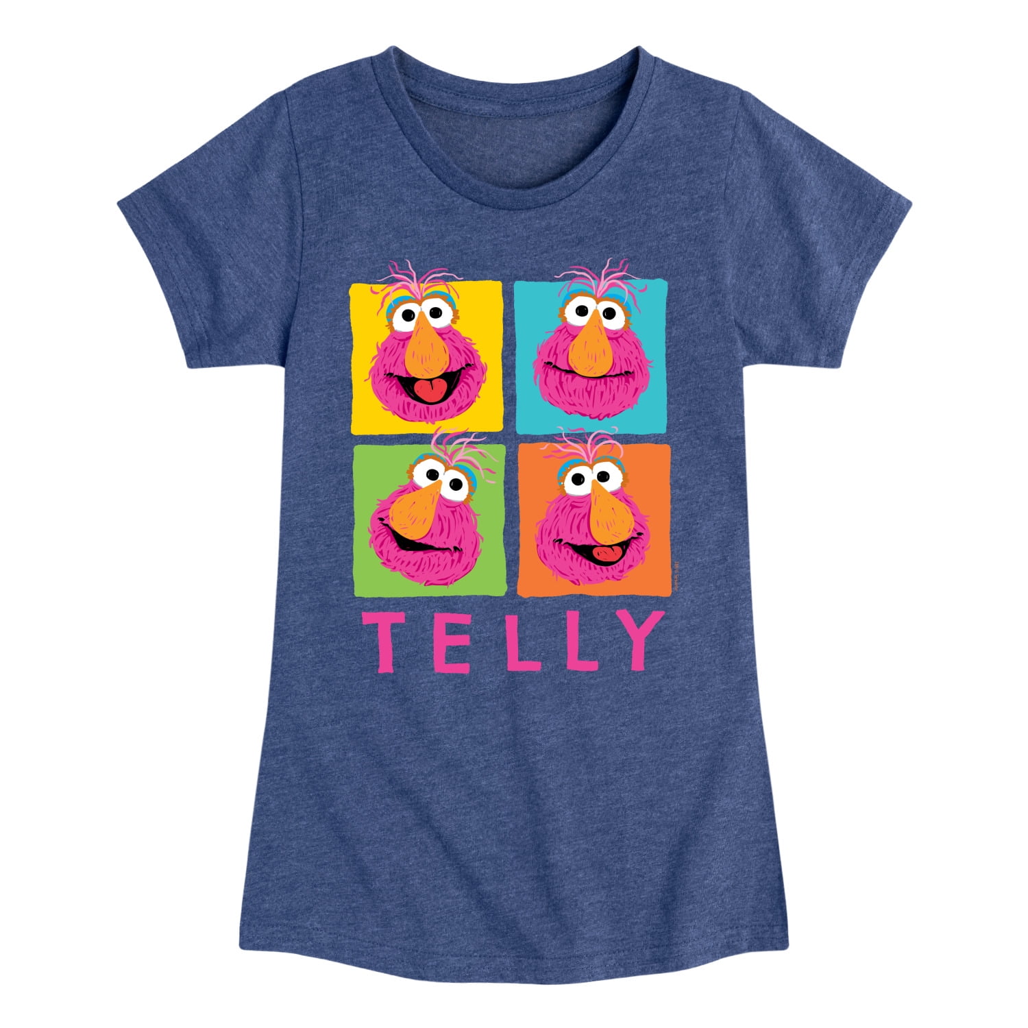 Sesame Street - Telly Grid - Girls Fitted Short Sleeve Graphic T-Shirt ...