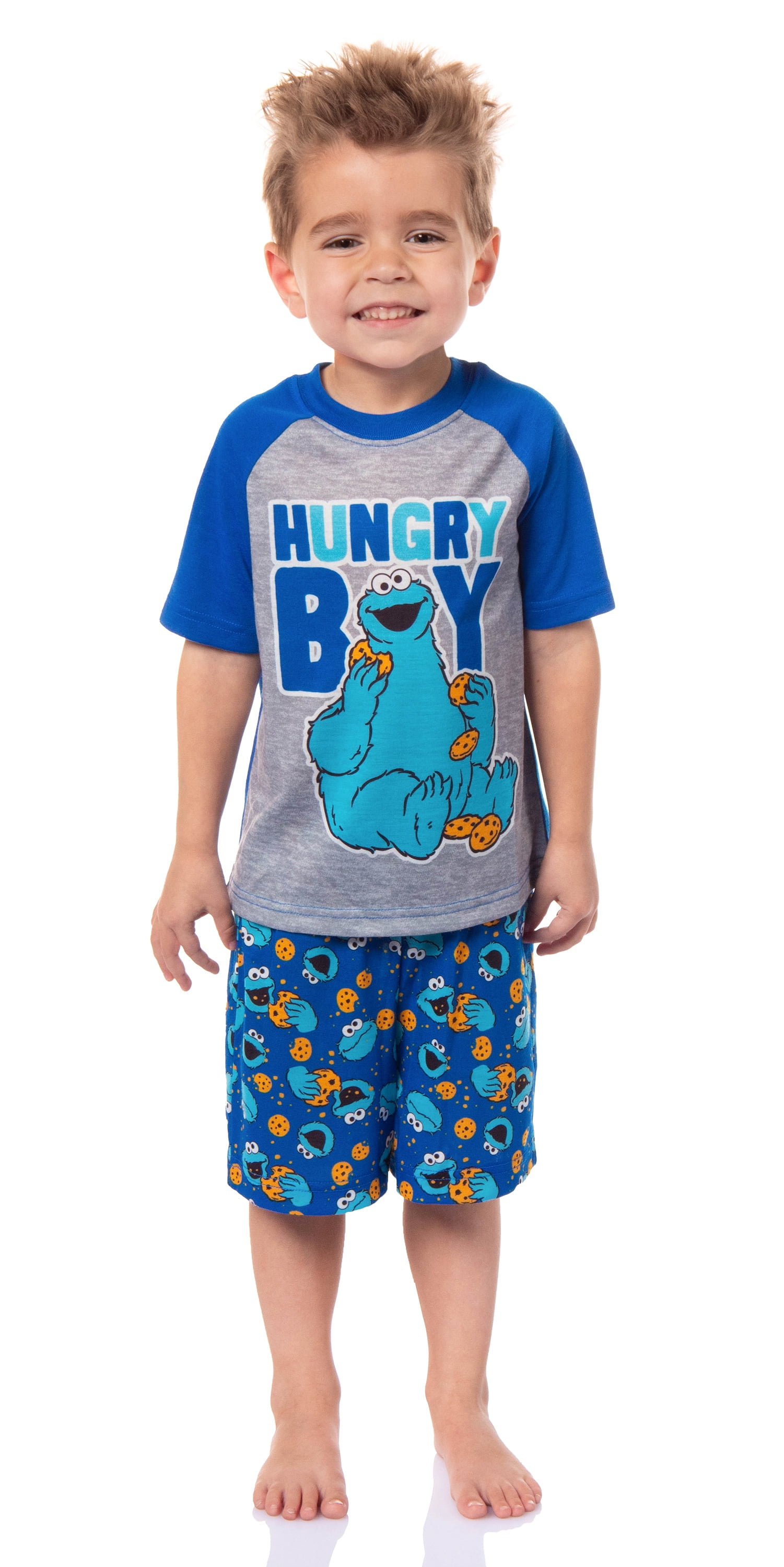 Sesame Street Toddler Boy's Cookie Monster Hungry Boy 2PC Raglan Short ...