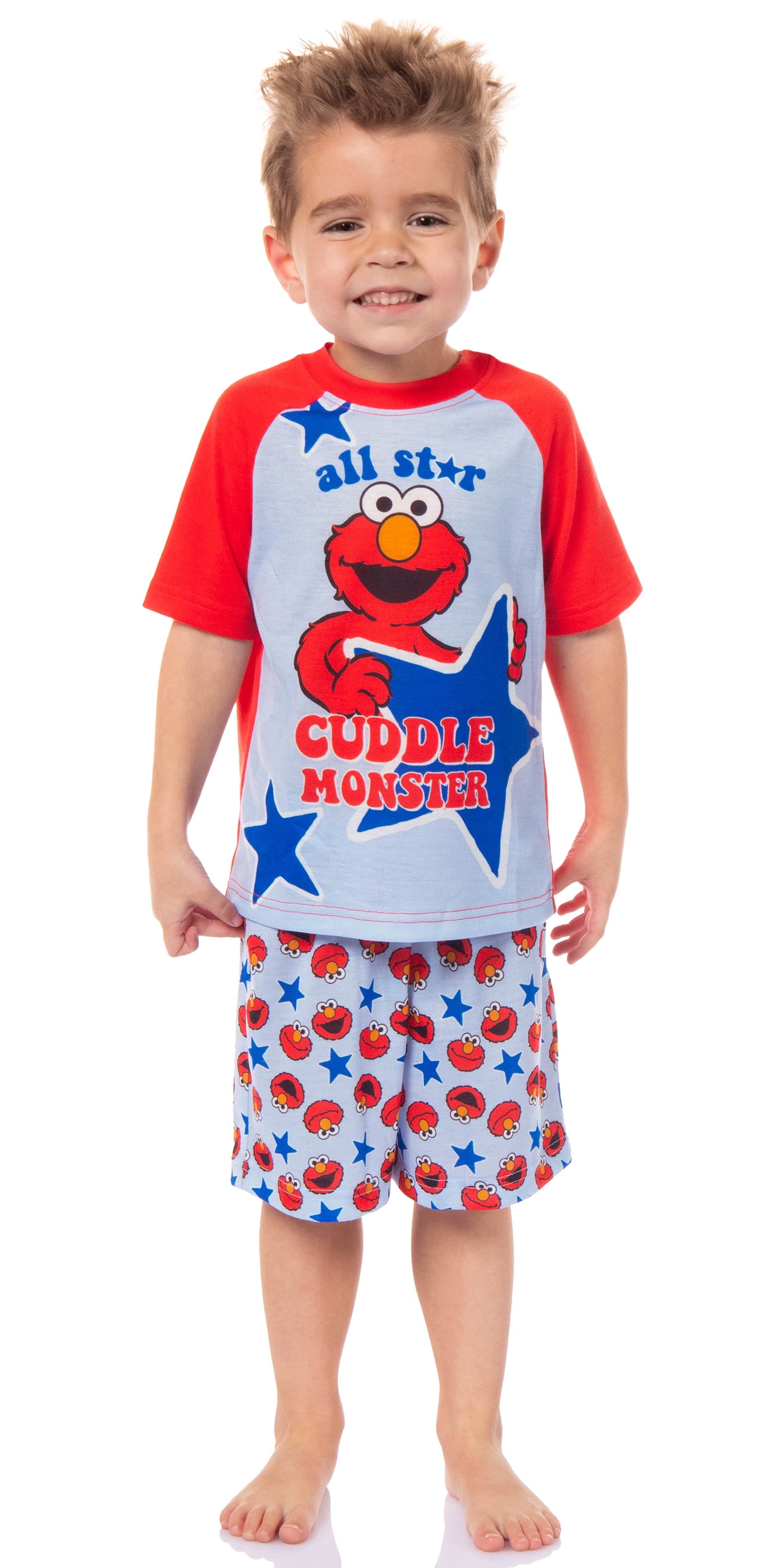 Sesame Street Toddler Boys' Elmo All Star Cuddle Monster Pajama Set ...