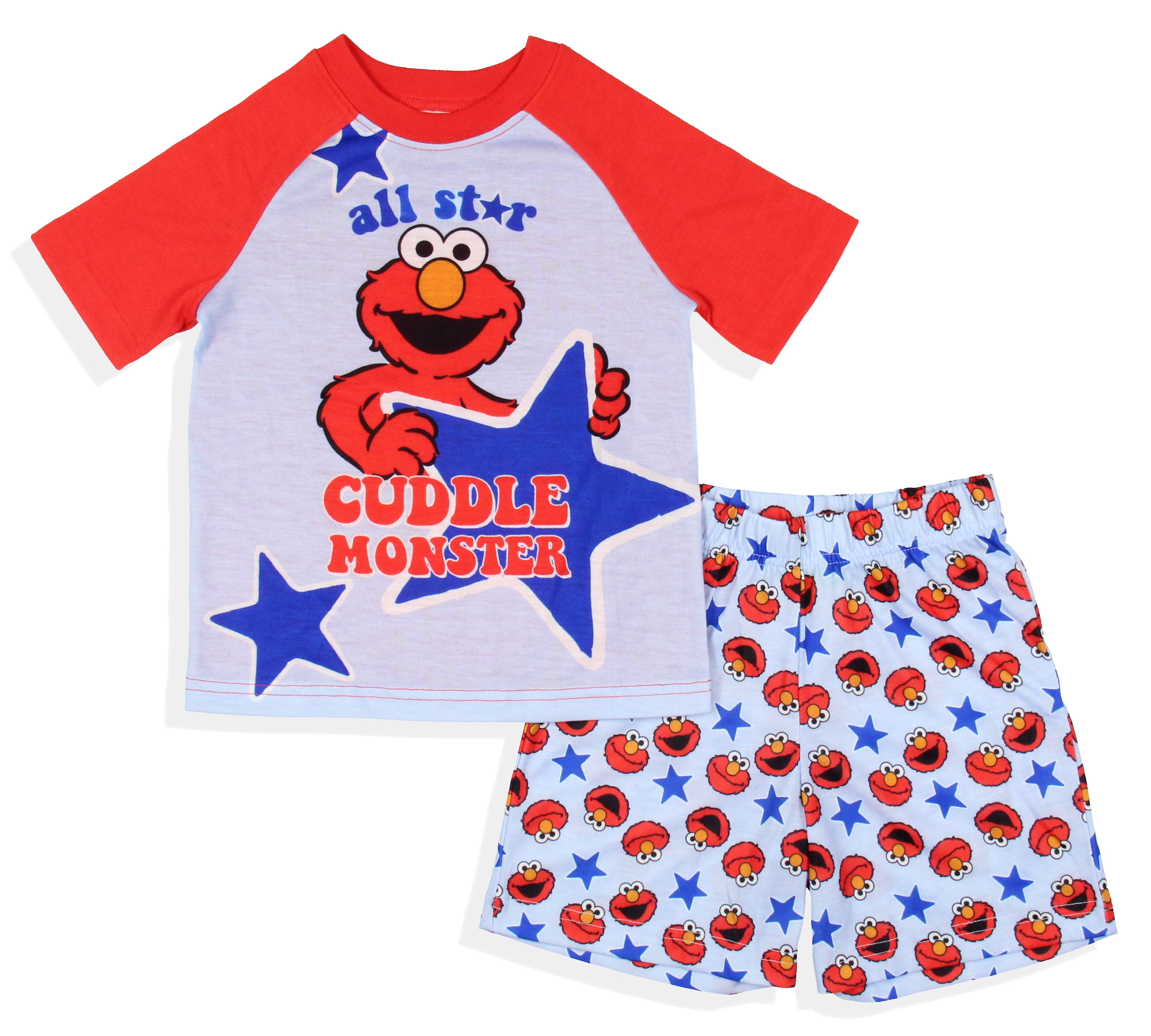 Sesame Street Toddler Boys' Elmo All Star Cuddle Monster Pajama Set ...