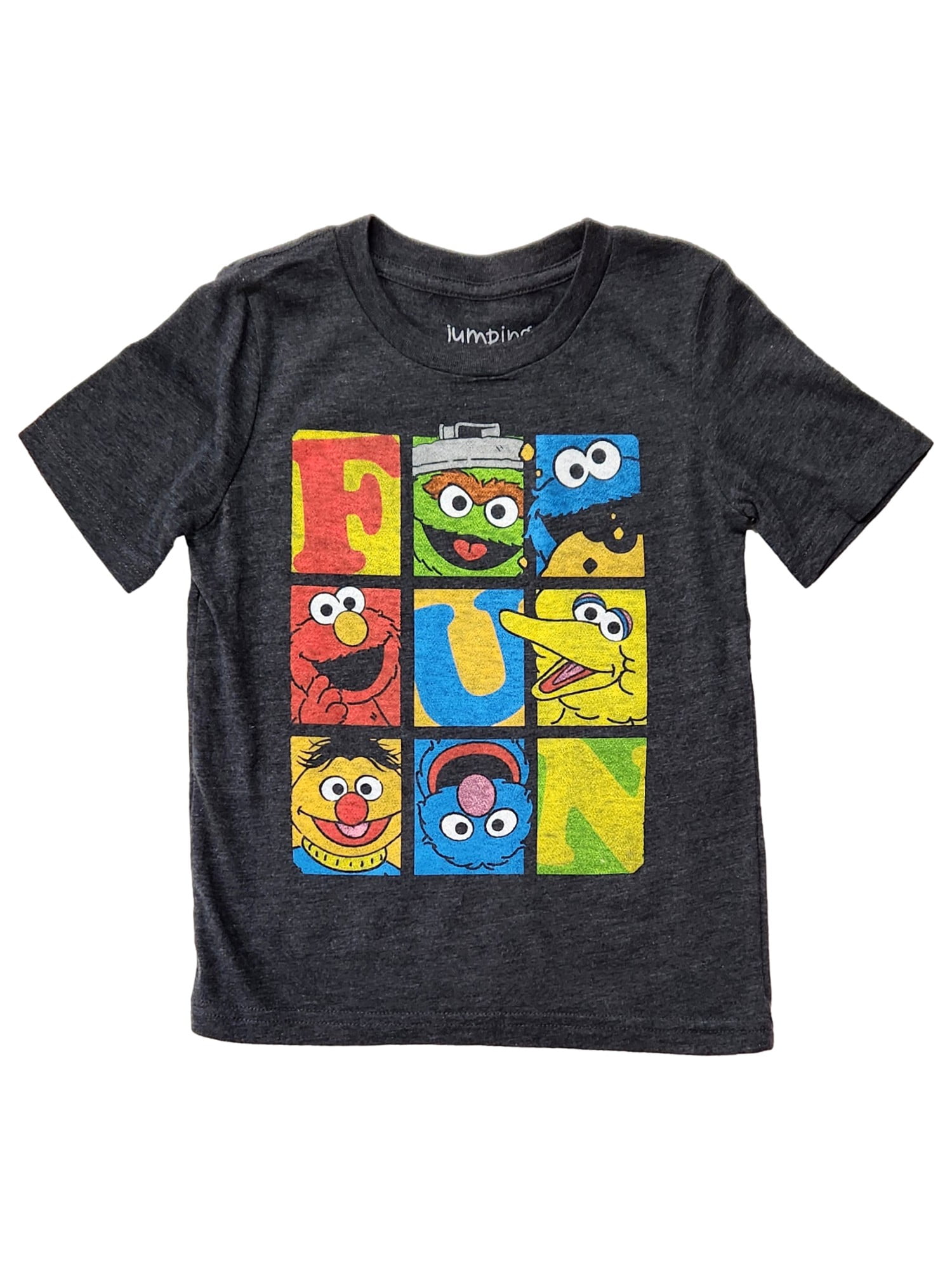 Sesame Street Toddler Boys Gray Elmo & Cookie Monster Tee Shirt T-Shirt ...