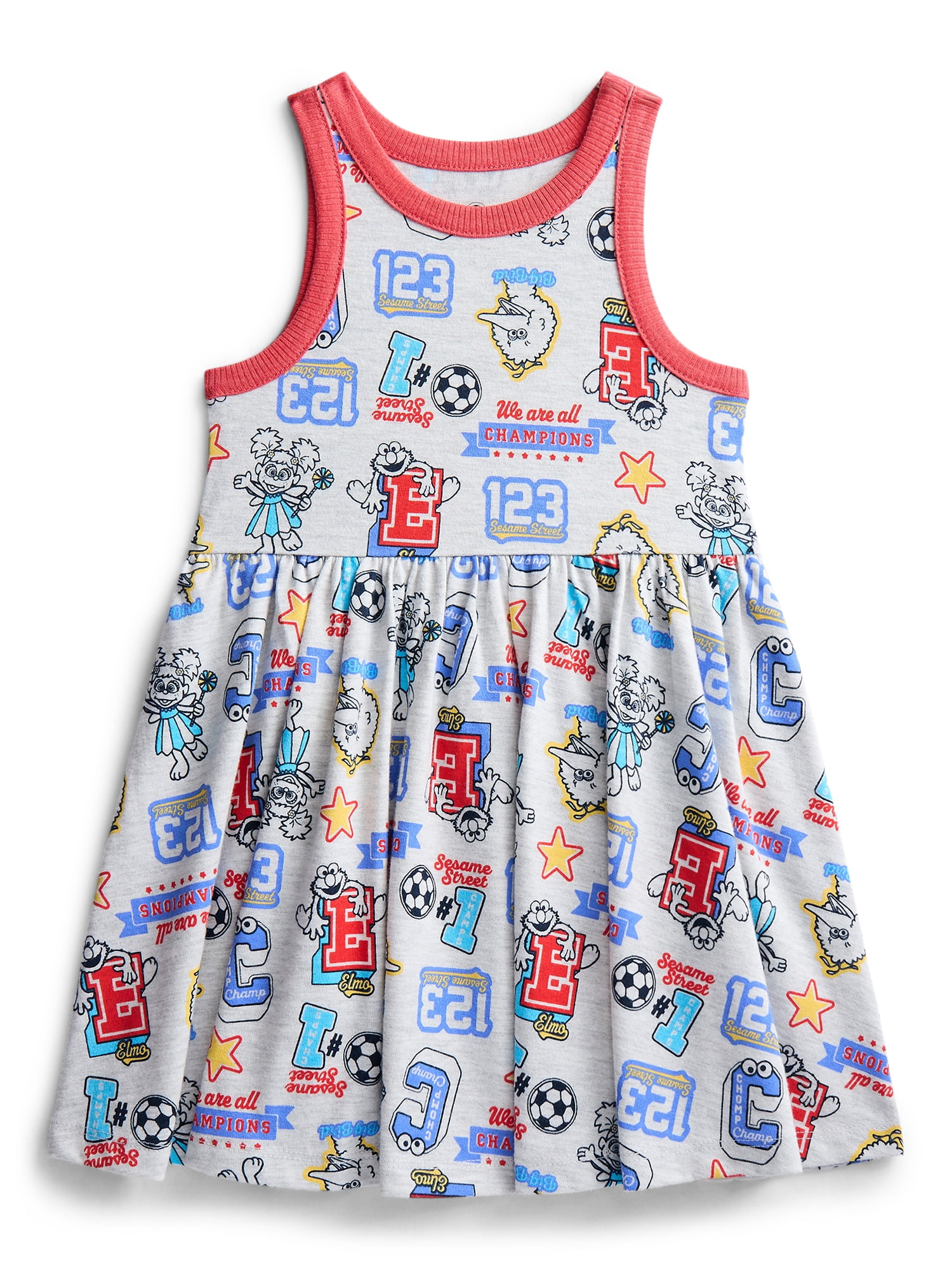 Sesame Street Toddler Girls Allover Print Graphic Tank Dress, Sizes 12M ...