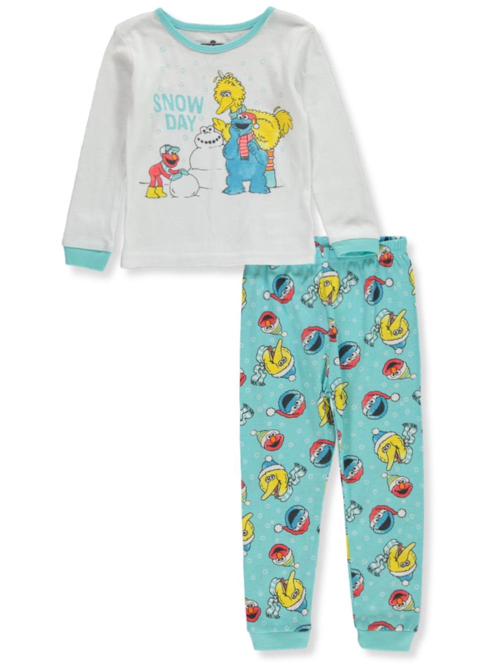 Sesame Street Toddler 'Snow Day' Elmo, Cookie and Big Bird Pajama Set ...