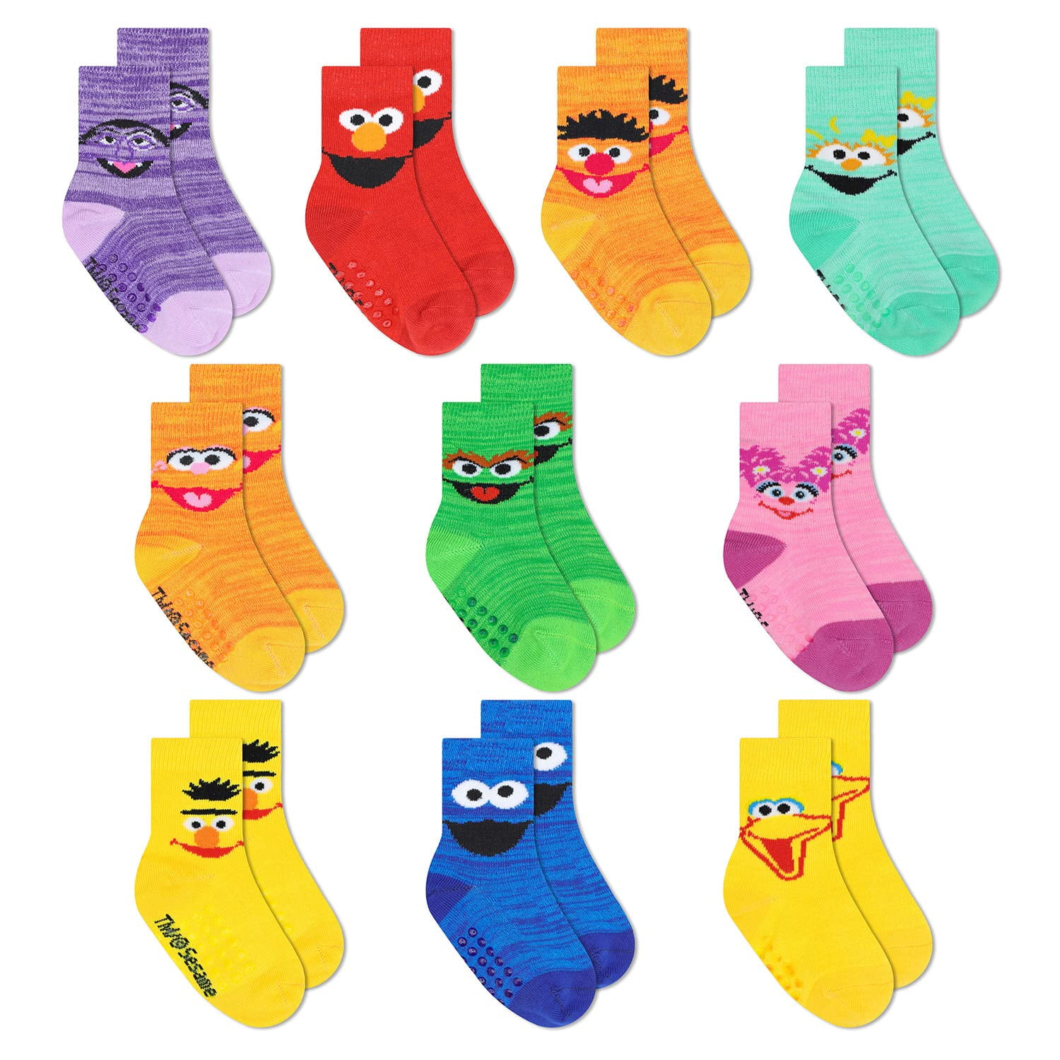 Sesame Street Toddler Socks with Grippers, Non Slip Socks for Kids ...