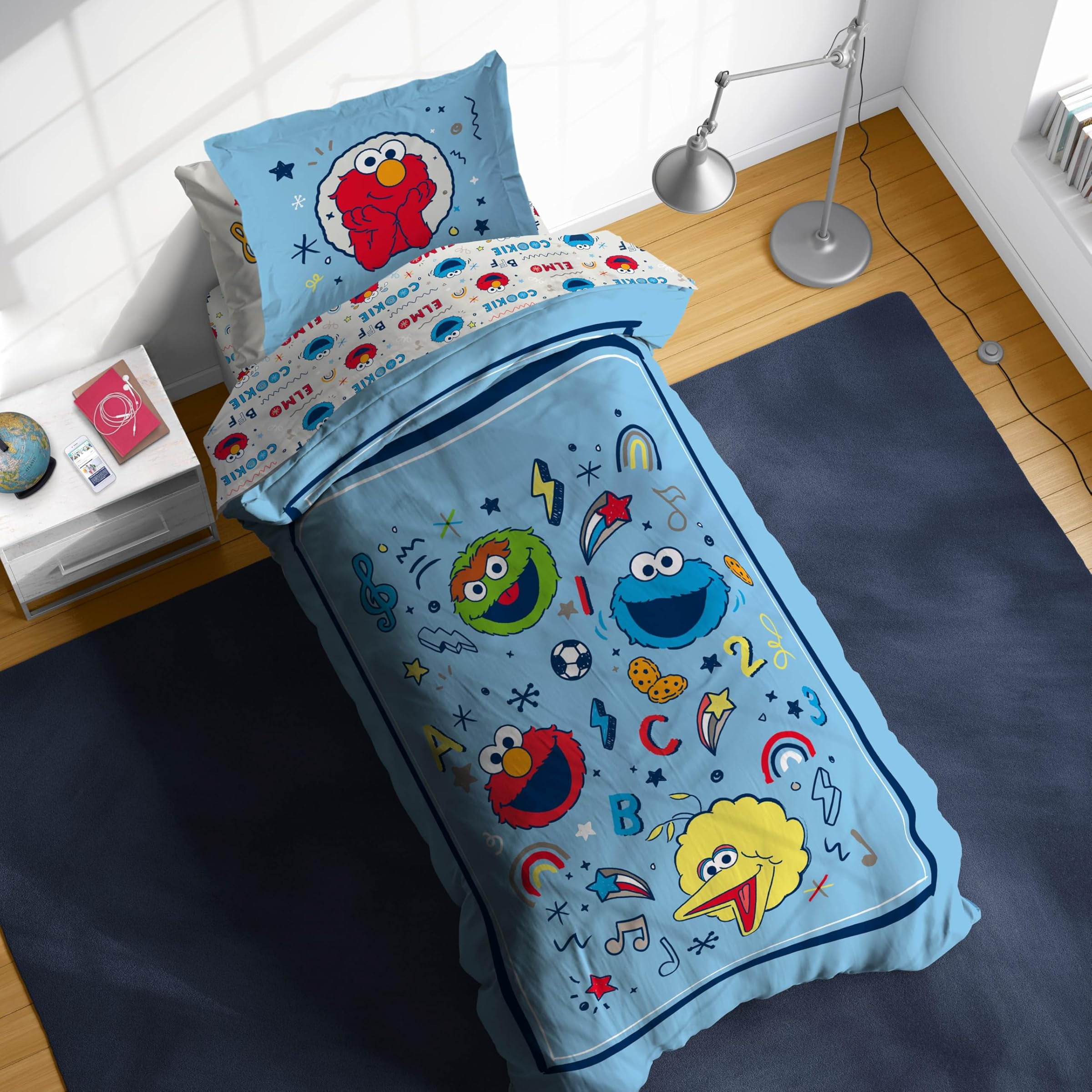Sesame Street Twin Comforter Set - 5 Piece Kids Bedding Includes ...