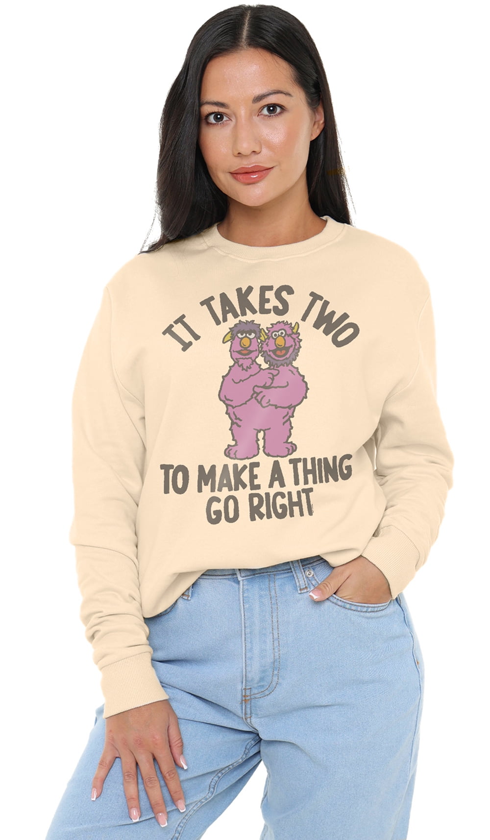 Sesame Street Two Headed Monster Takes Two Women's Crew Sweatshirt ...
