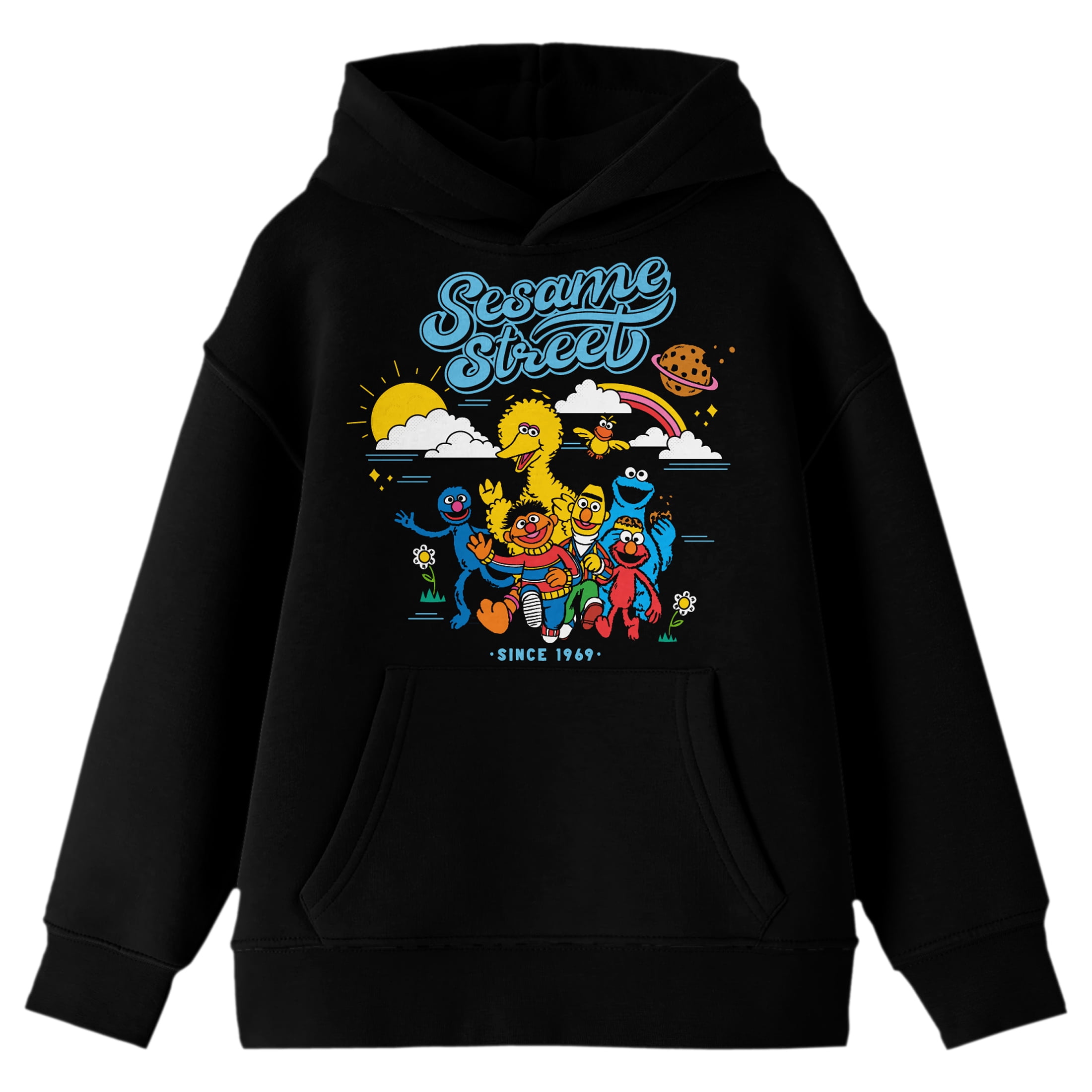Sesame Street Vintage 2022 Character Group Shot Long Sleeve Youth Black ...