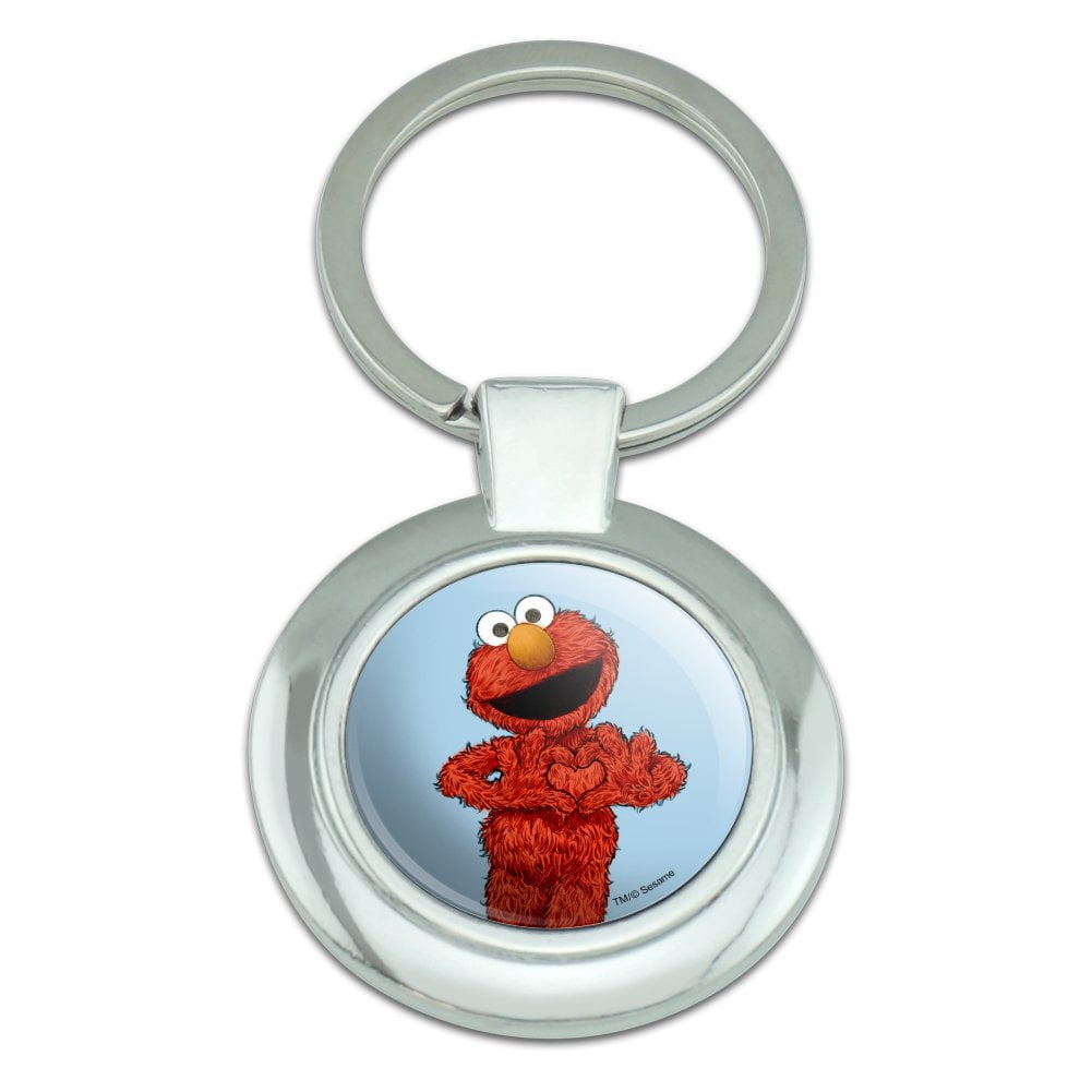 Sesame Street Vintage Elmo Keychain Classy Round Chrome Plated Metal ...
