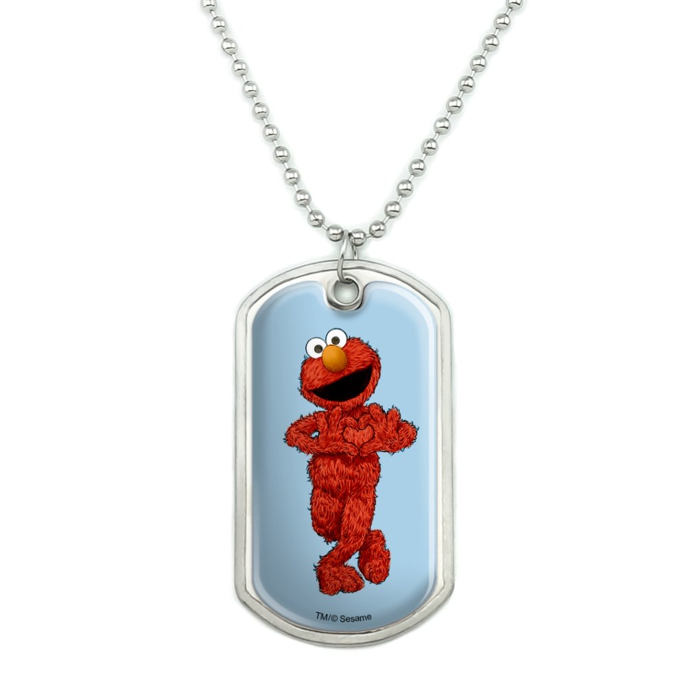 Sesame Street Vintage Elmo Military Dog Tag Pendant Necklace with Chain ...
