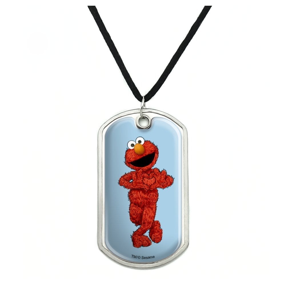 Sesame Street Vintage Elmo Military Dog Tag Pendant Necklace with Cord ...