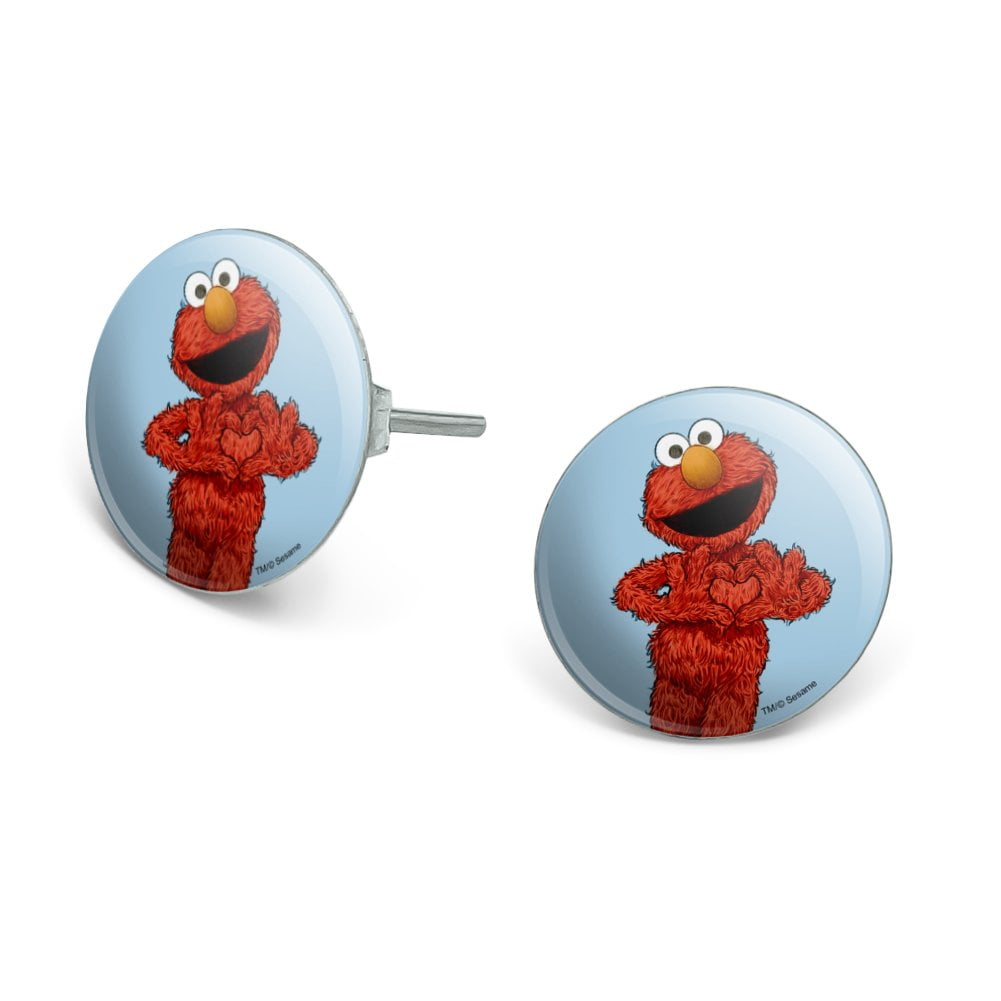 Sesame Street Vintage Elmo Novelty Silver Plated Stud Earrings ...