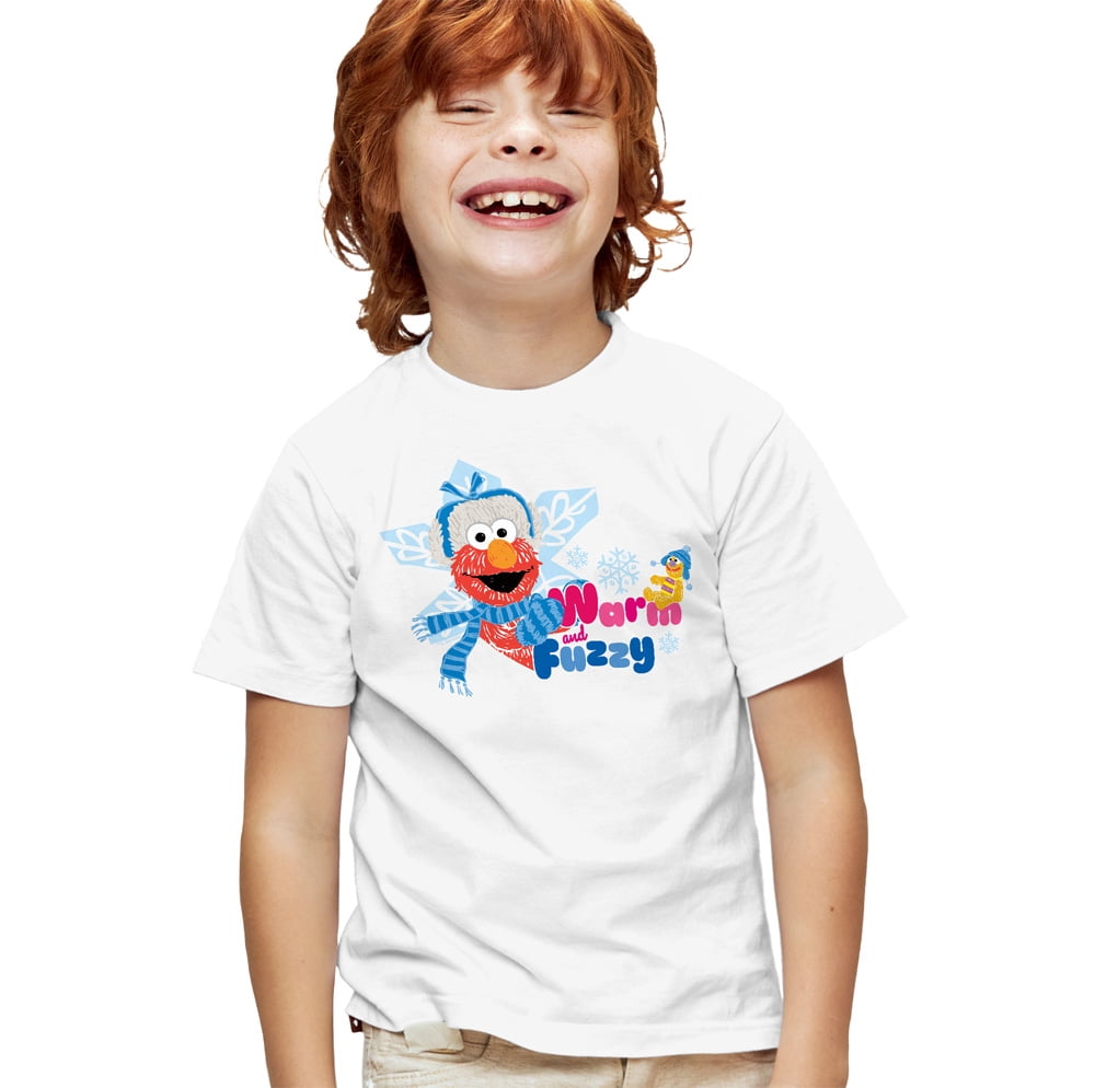 Sesame Street Warm And Fuzzy Holiday Elmo Kids T Shirt for Youth Boys ...