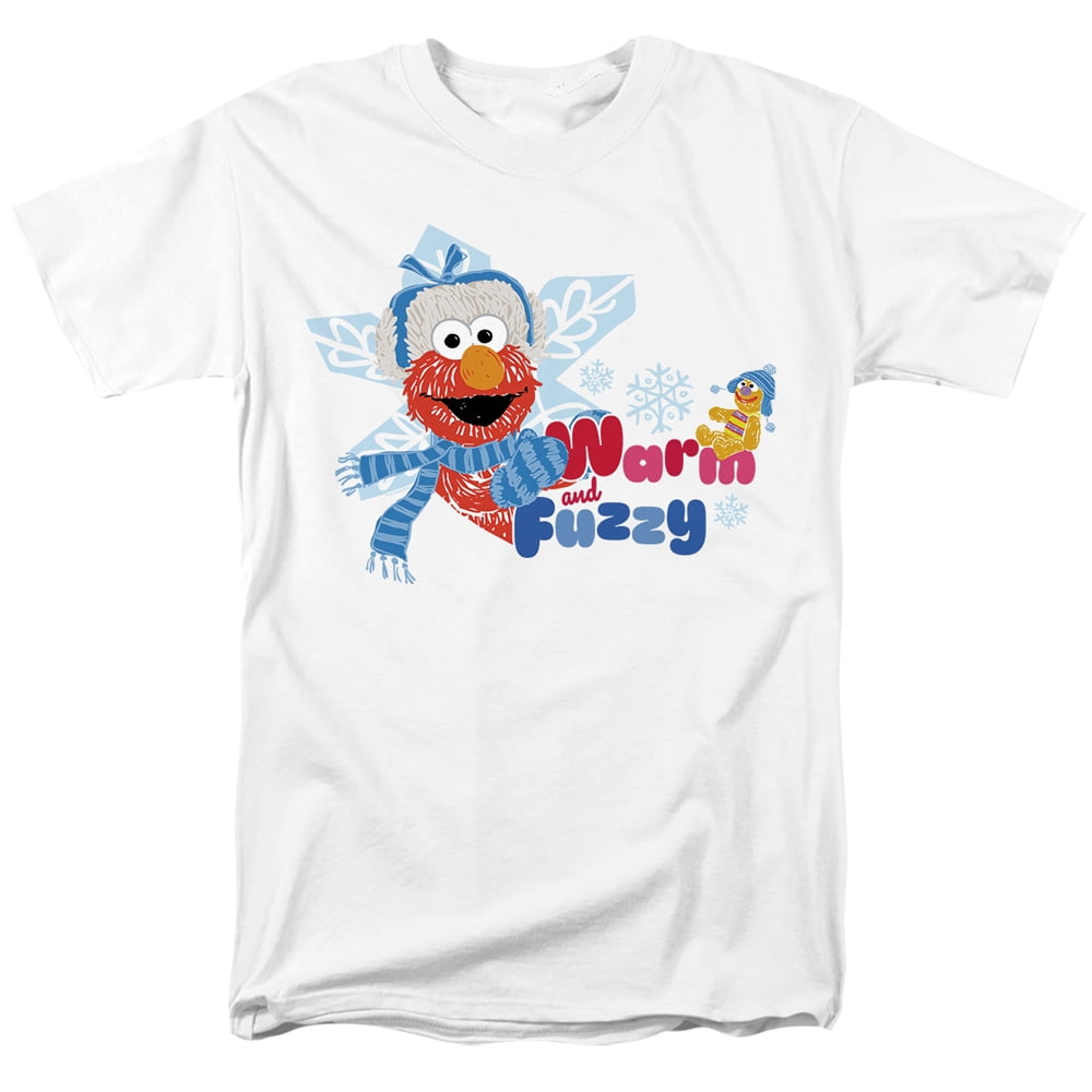 Sesame Street Warm And Fuzzy Holiday Elmo Unisex Adult T Shirt, White ...