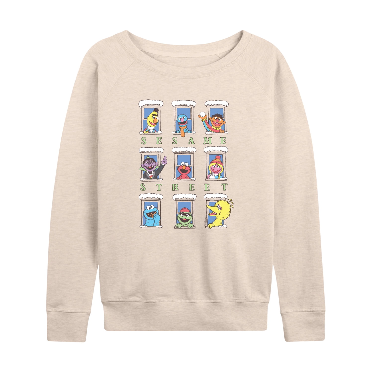 Sesame Street - Window Grid - Women's French Terry Long Sleeve Pullover ...