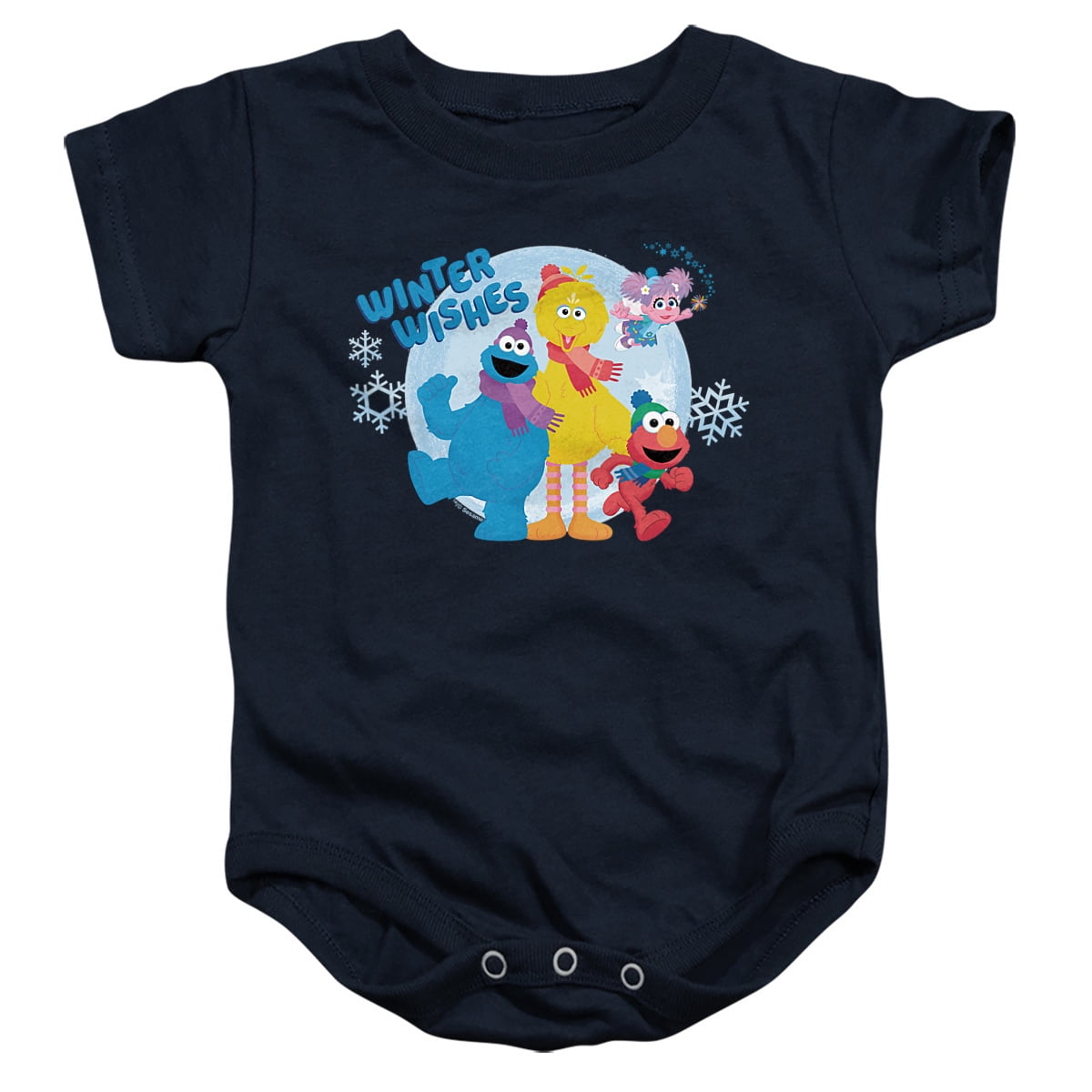 Sesame Street Winter Wishes Elmo, Cookie Monster, Big Bird Unisex Infant Snap Suit for Baby ...