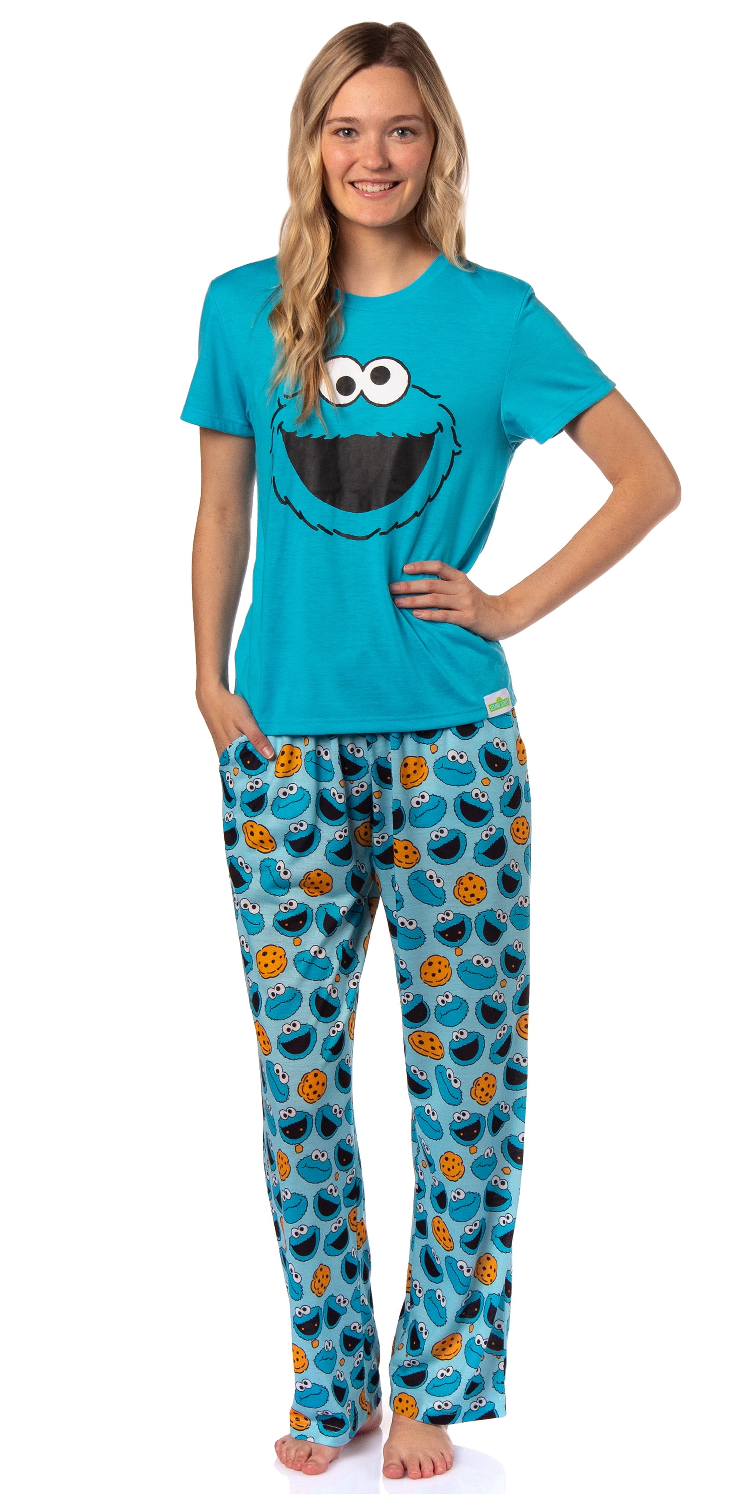Sesame Street Women's Big Face Tossed Print Character Sleep Pajama Set ...