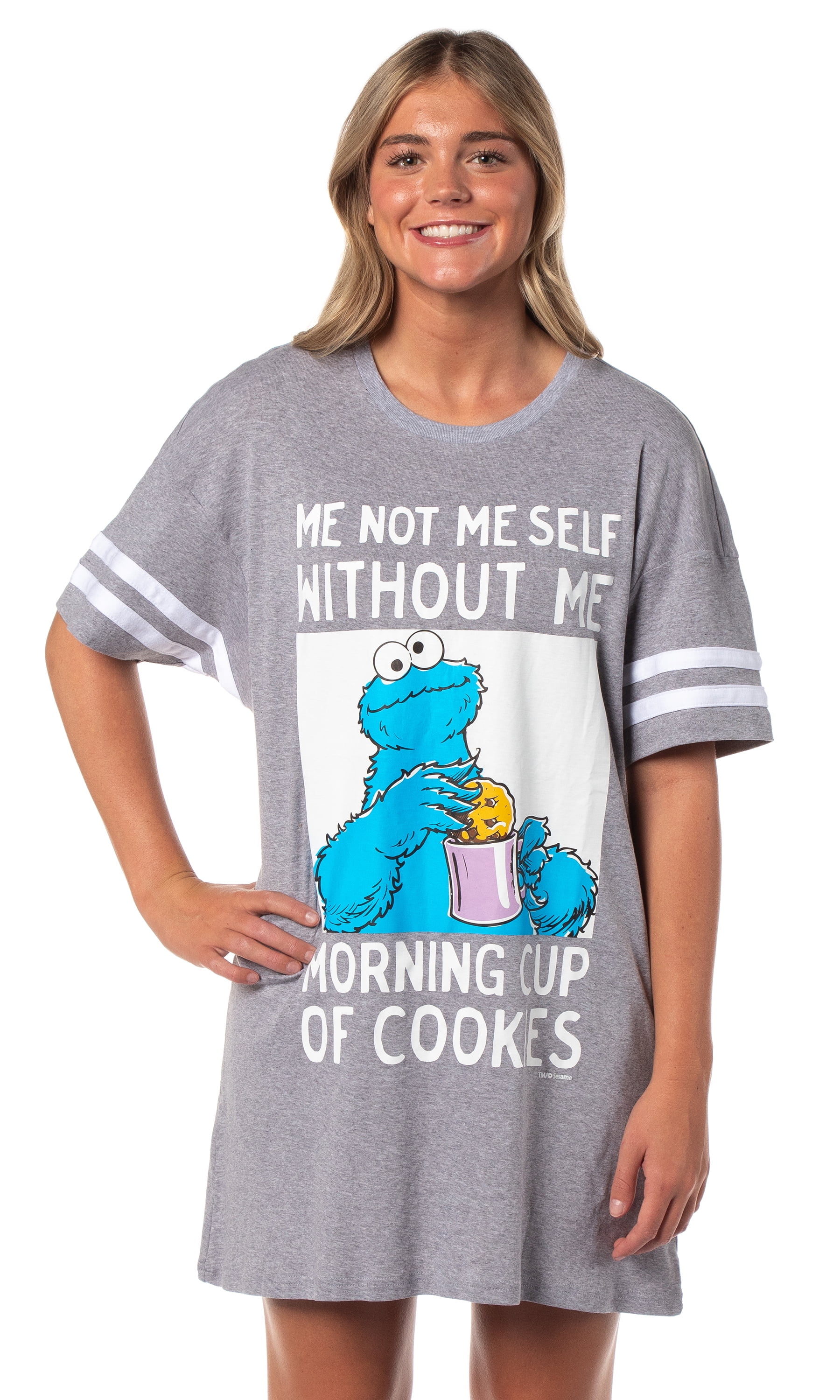 Sesame Street Women's Cookie Monster Morning Cup Nightgown Pajama Shirt ...