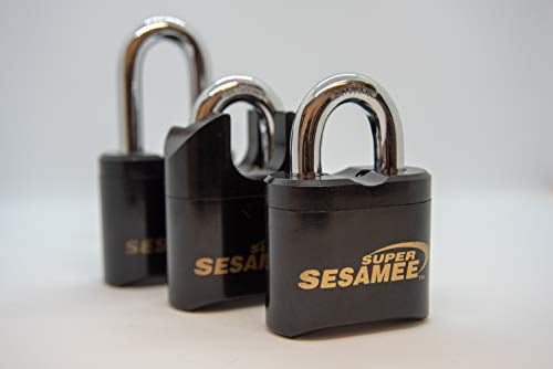 Sesamee K637 4 Dial Bottom Resettable Combination Brass Padlock with 2 ...