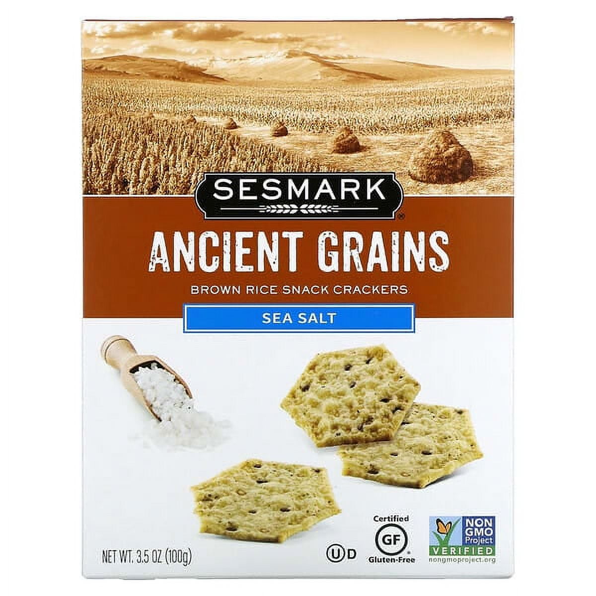 Sesmark, Ancient Grains, Brown Rice Snack Crackers, Sea Salt, 3.5 oz ...
