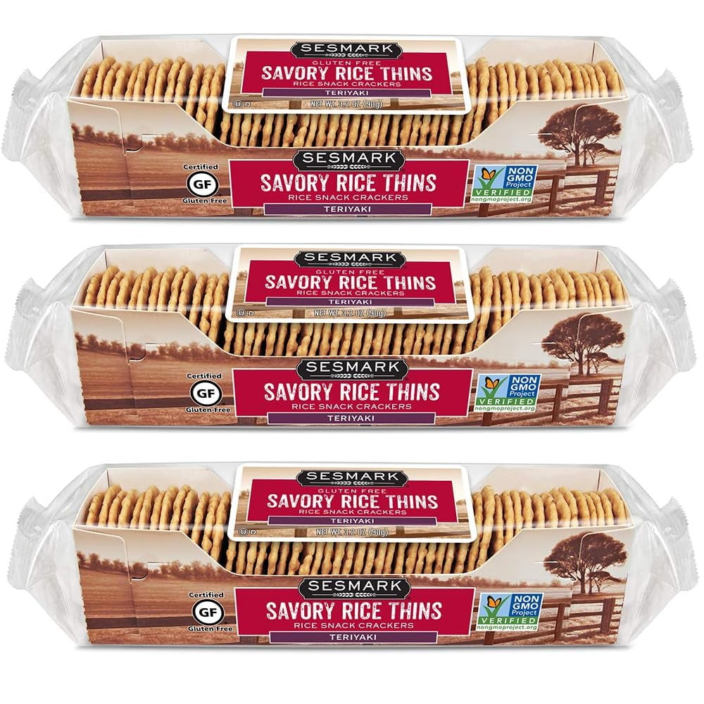 Sesmark Savory Rice Thins ZS23 Teriyaki - Gluten Free Rice Crackers ...