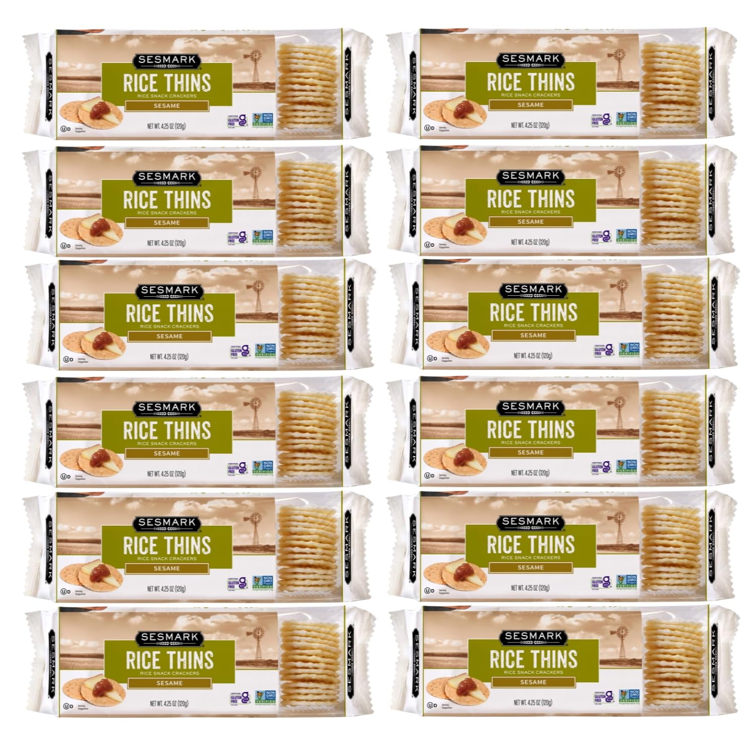 Sesmark TMH1 Gluten Free Rice Thins Sesame - Non GMO Project Verified ...