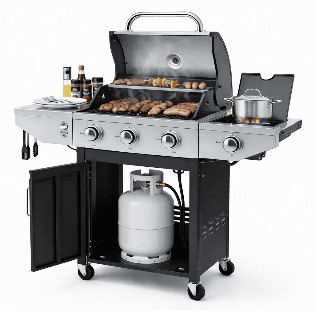 Sesslife 3-Burner BBQ Propane Gas Grill, Stainless Steel 37,000 BTU ...