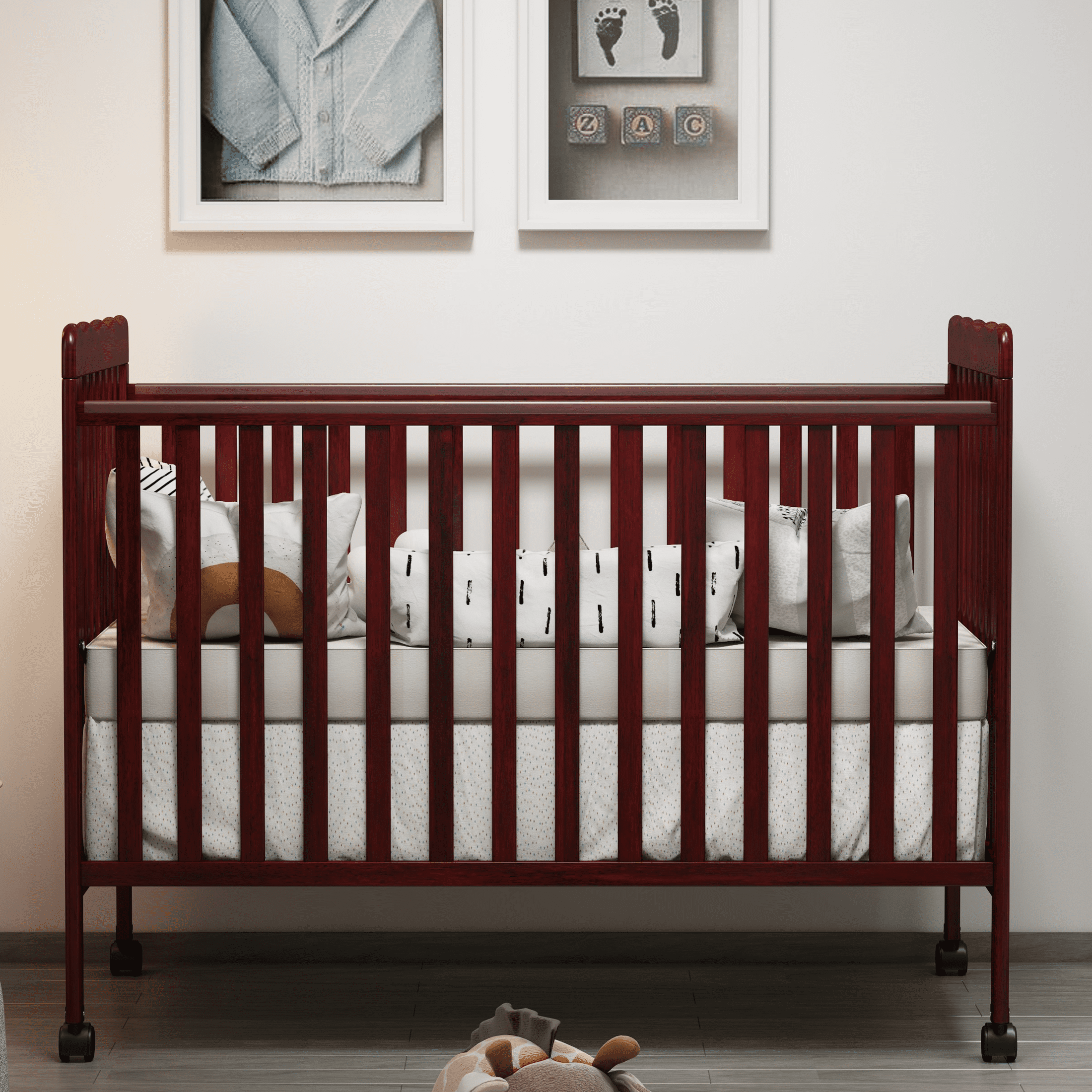 Sesslife 3-In-1 Convertible Crib, Baby Bed with Locking Wheels, Converts from Baby Crib to ...