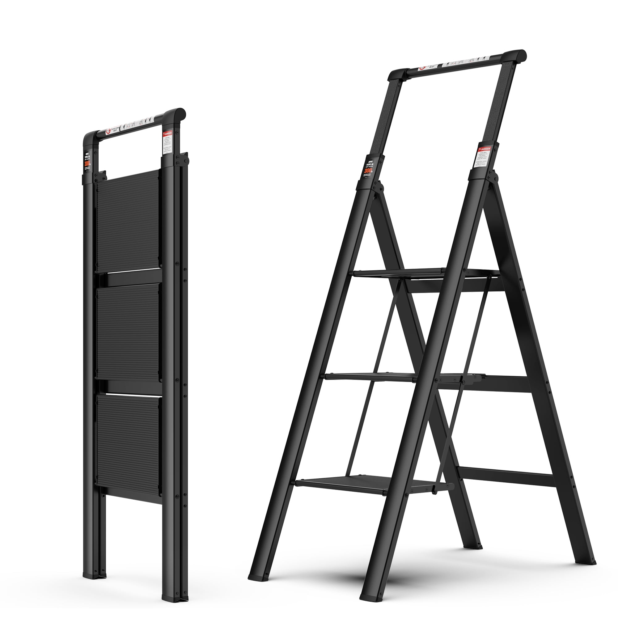 Sesslife 3 Step Ladder, Folding Step Stool with Retractable Handgrip ...