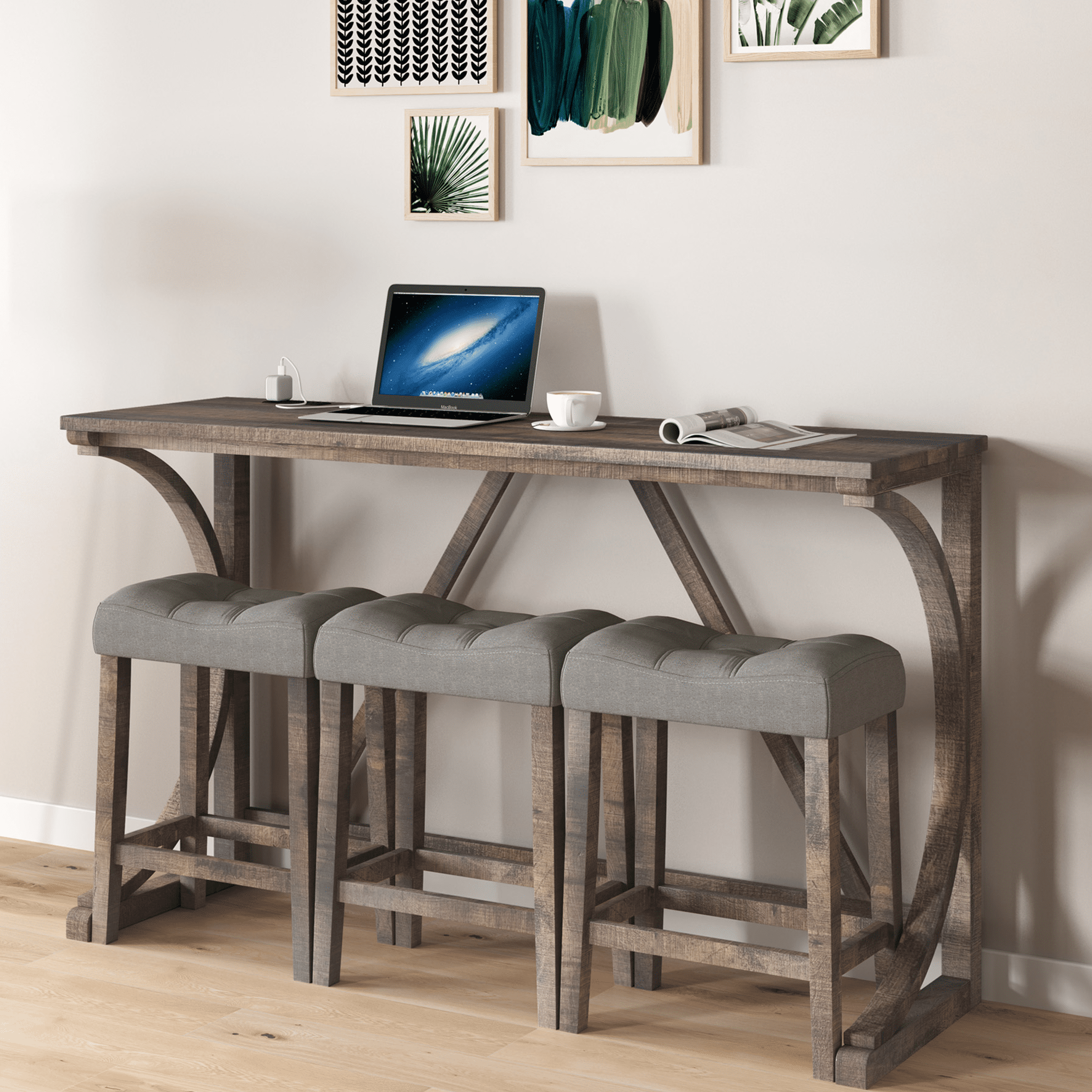 SESSLIFE 4 Piece Bar Table Set with Power Outlet, Counter Height Pub ...