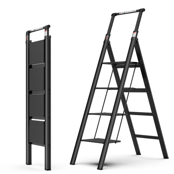 3 Step Ladder, Folding Step Stool with Wide Anti-Slip Pedal, Aluminum ...