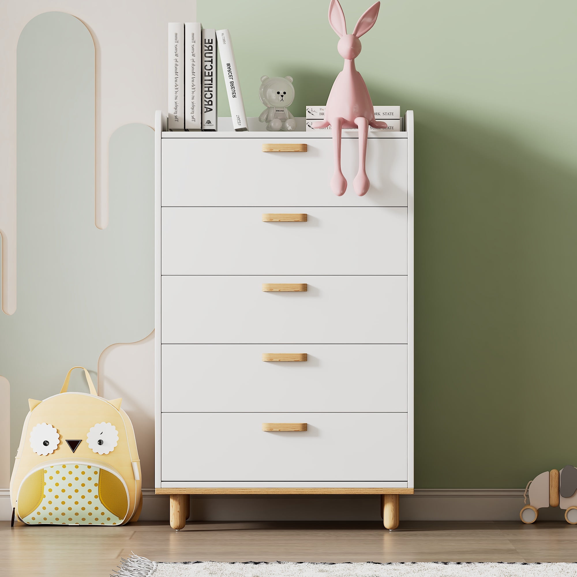 Sesslife 5 Drawer Dresser, Modern Freestanding Chest of Drawers for ...