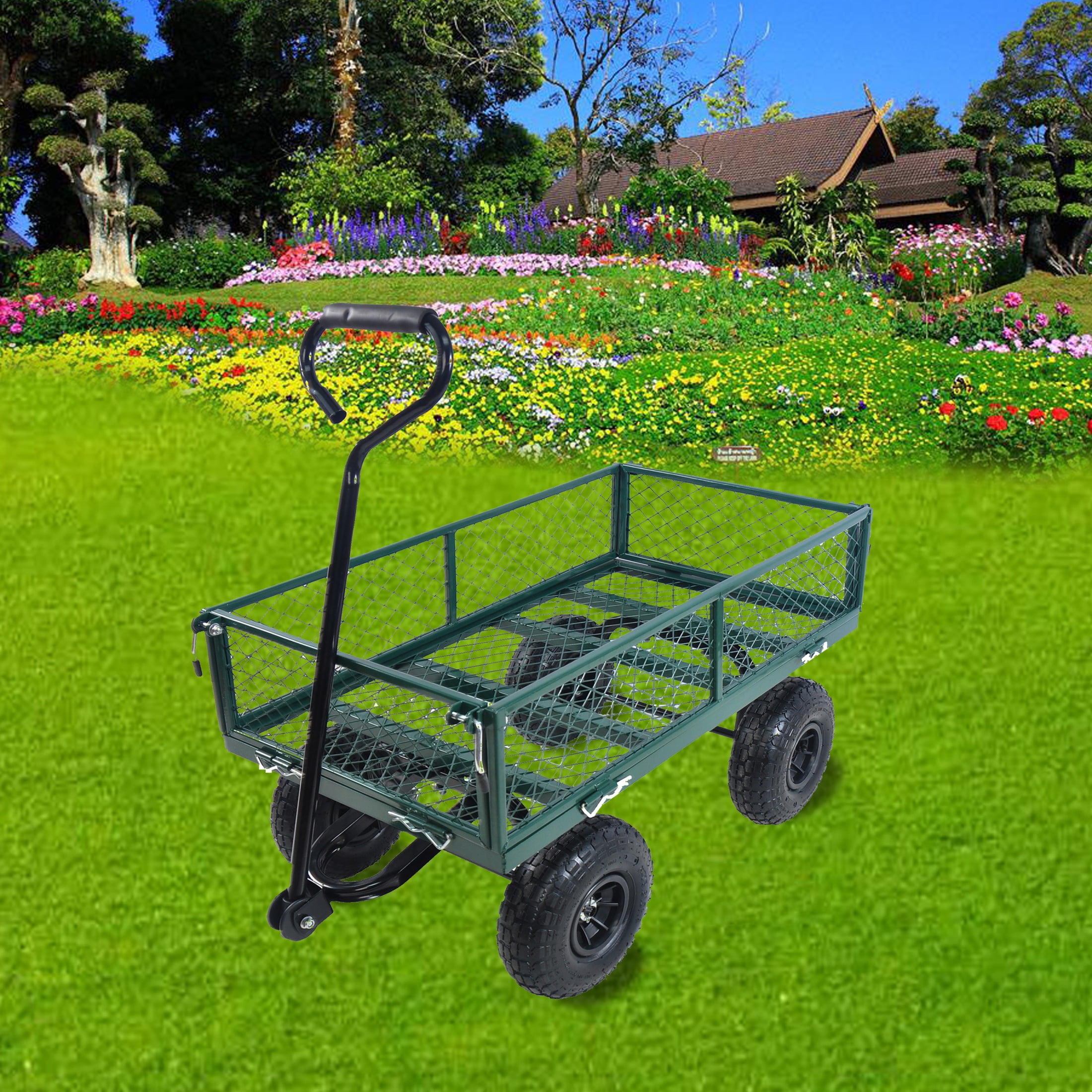 Sesslife 660lbs Collapsible Wagon, Beach Carts with Big Wheels, Heavy ...