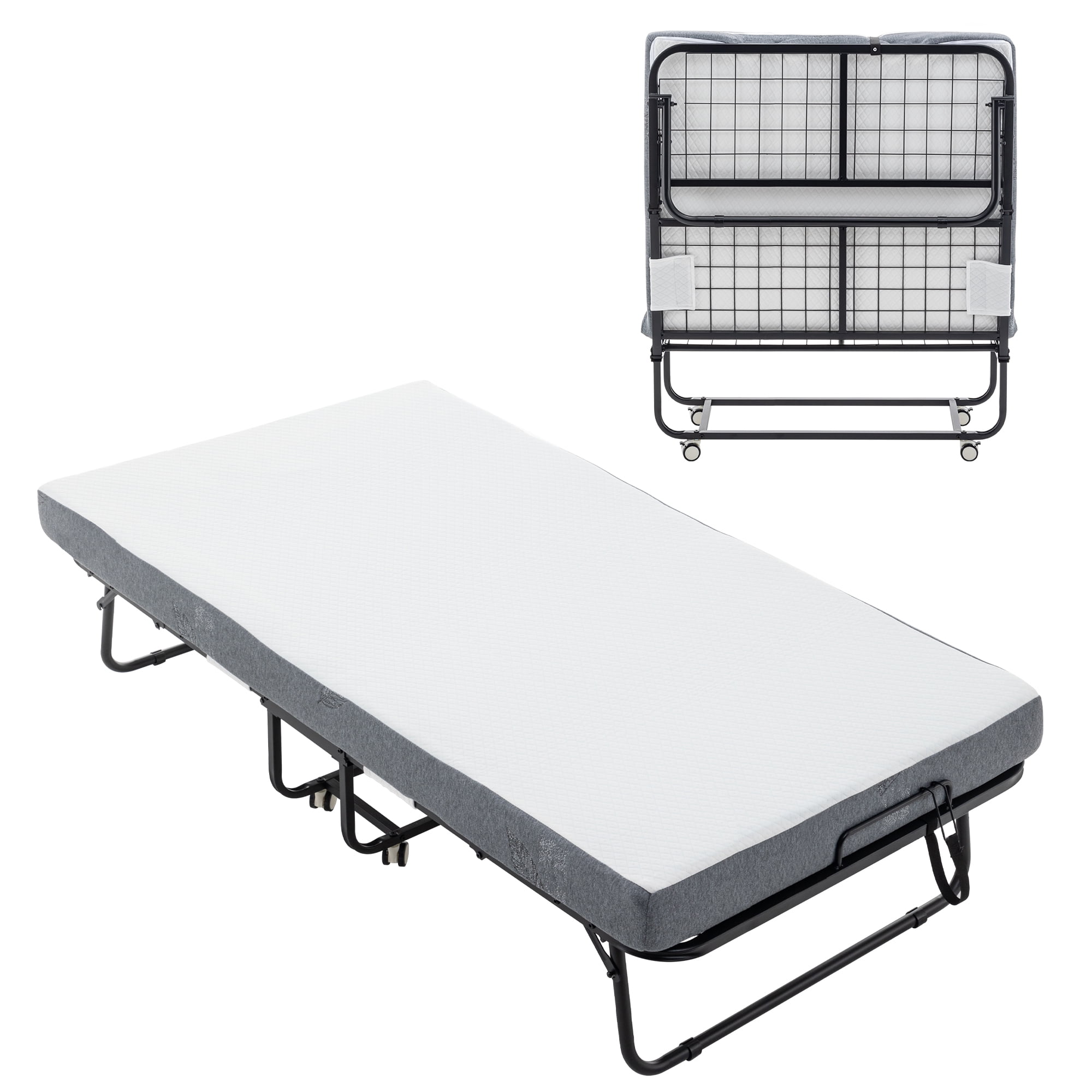 SESSLIFE 75x38 Folding Bed Bed Frame With Mattress, Roll Away Adult Bed ...