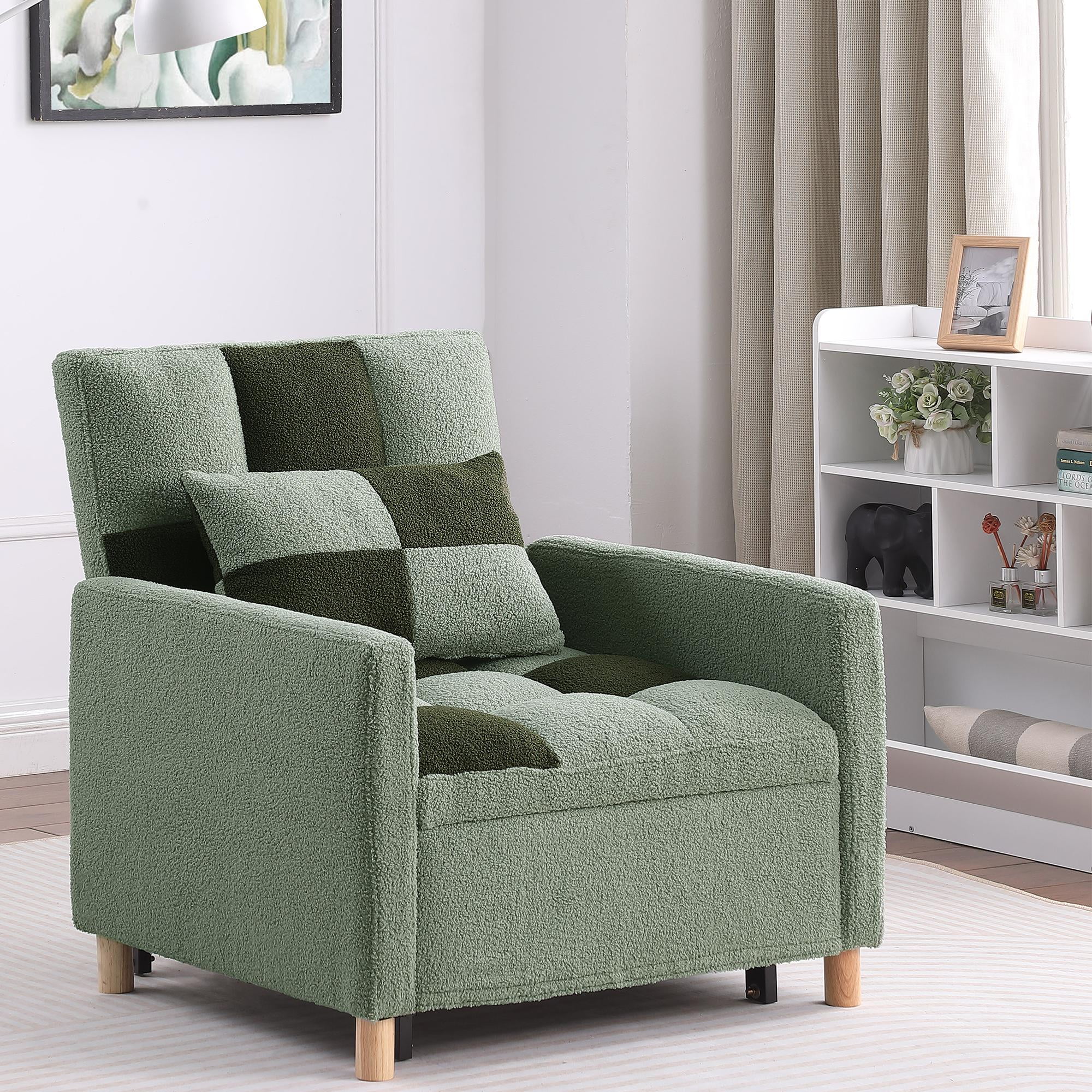 Sesslife Convertible Sleeper Sofa Chair Bed, Adjustable Chair with Pillow, Multi-Functional ...