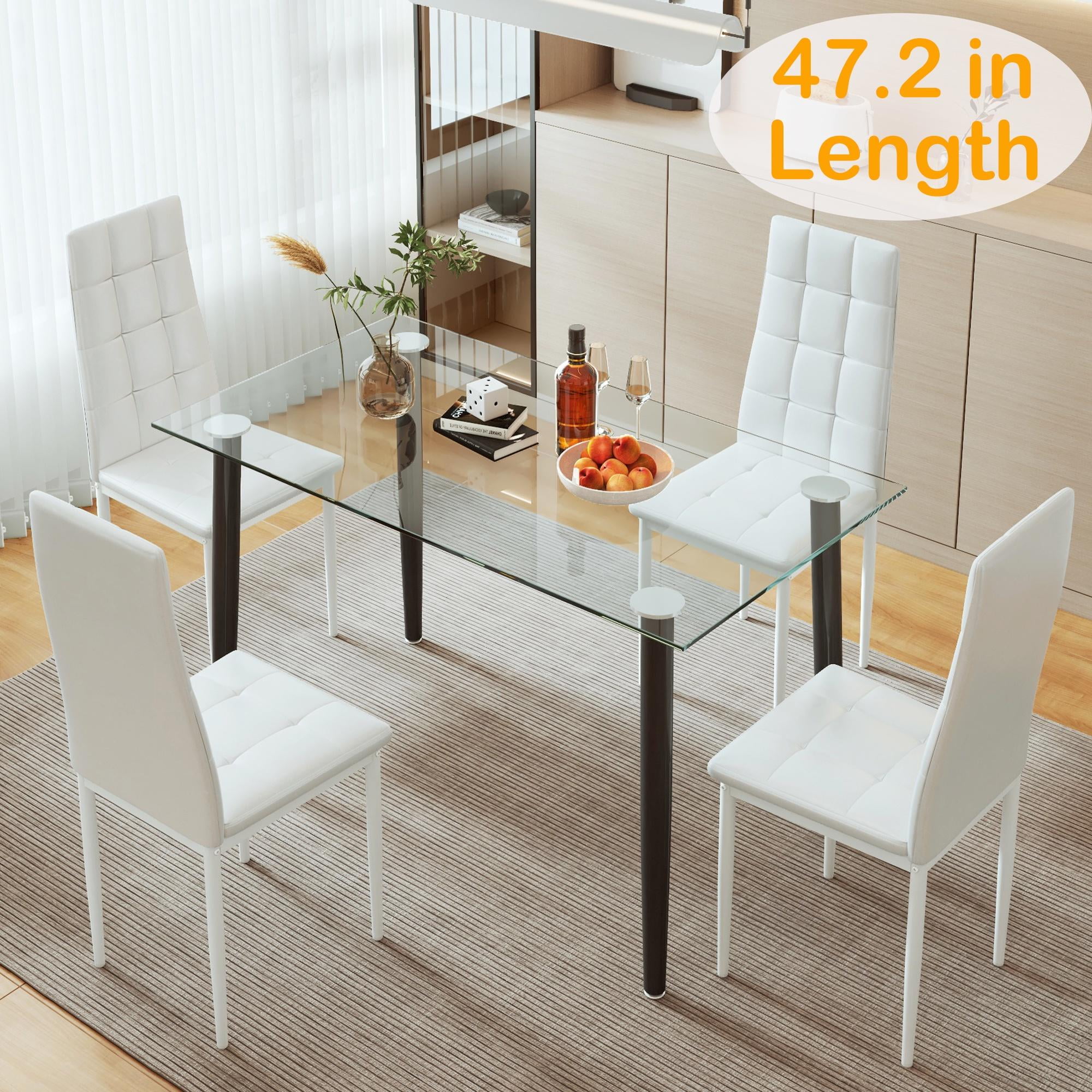 Sesslife Dining Table Set, Modern Kitchen Table Chairs Set of 4 with ...