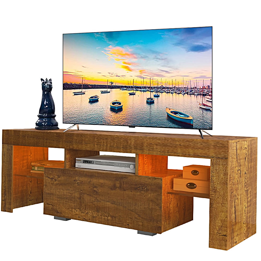 Sesslife Wood Farmhouse TV Console for 55 inch, Entertainment Center ...